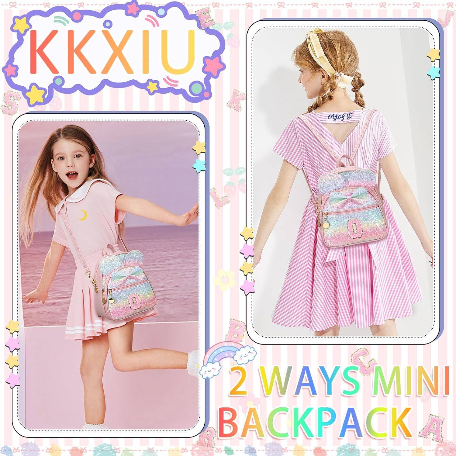 Live At Space KKXIU Initial Bowknot Backpacks Girls Women, Small ...