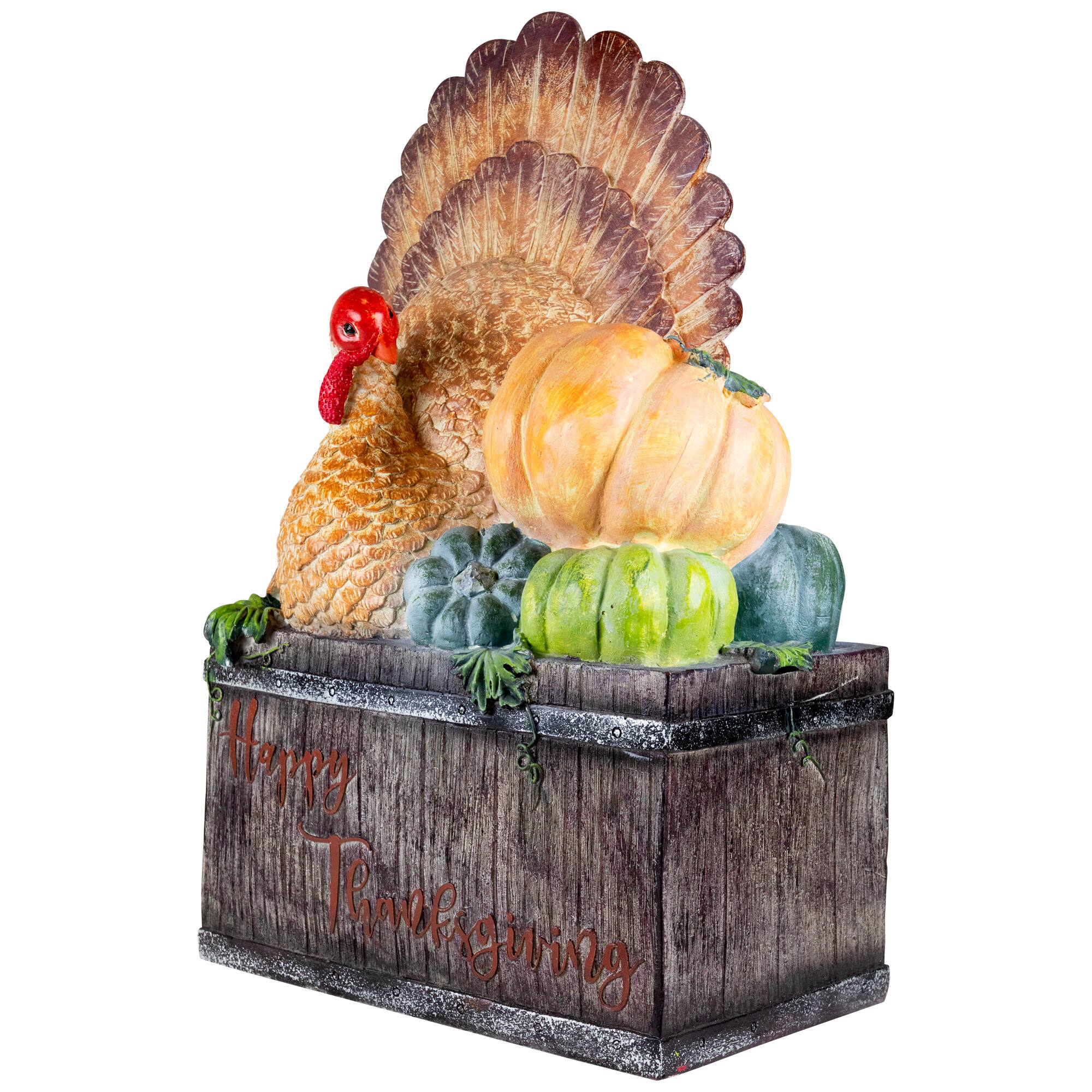 Northlight Happy Thanksgiving Turkey and Pumpkins Box Figure 20.25 ...