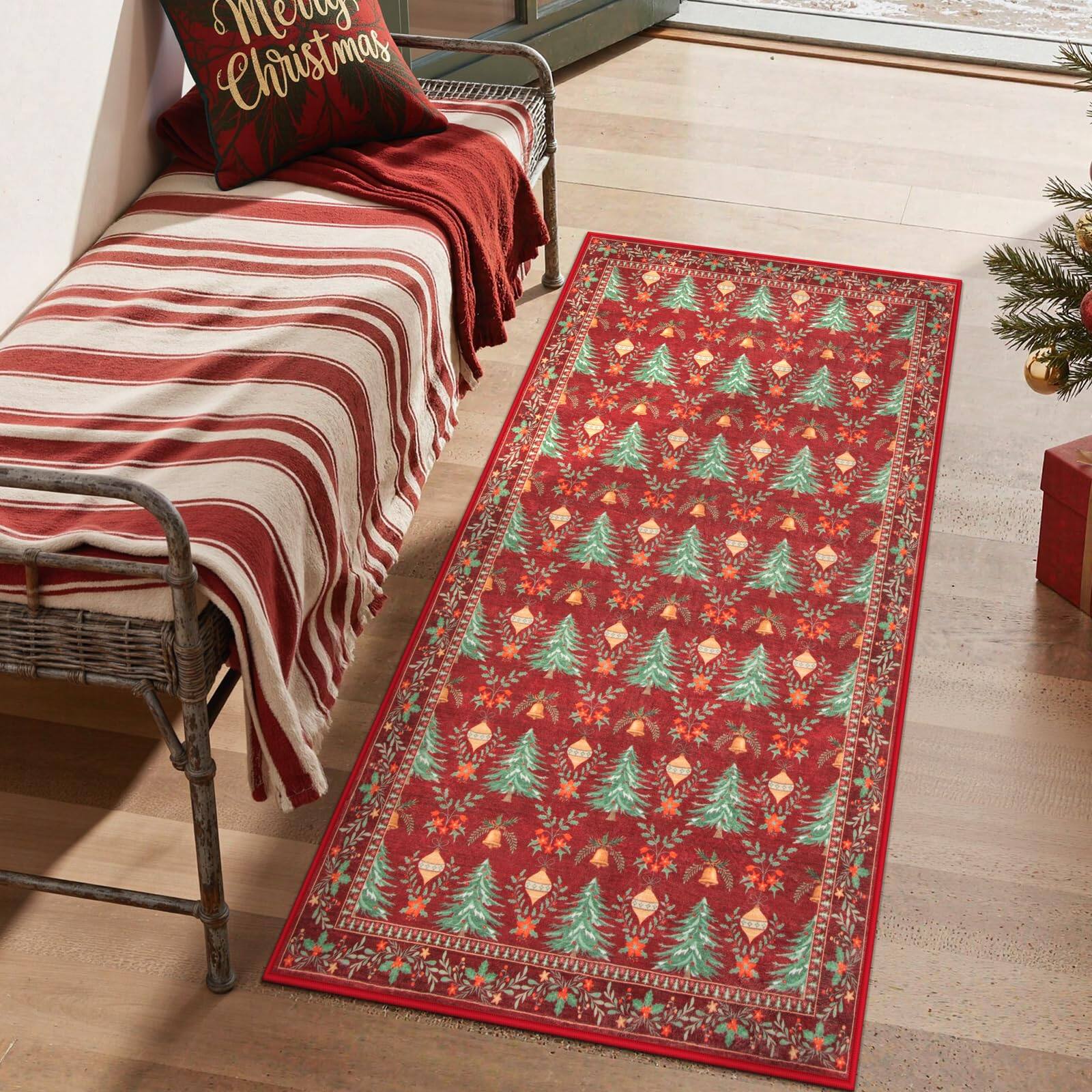 Paradigms Interiors Christmas Runner Rug Washable Runners For Hallways ...