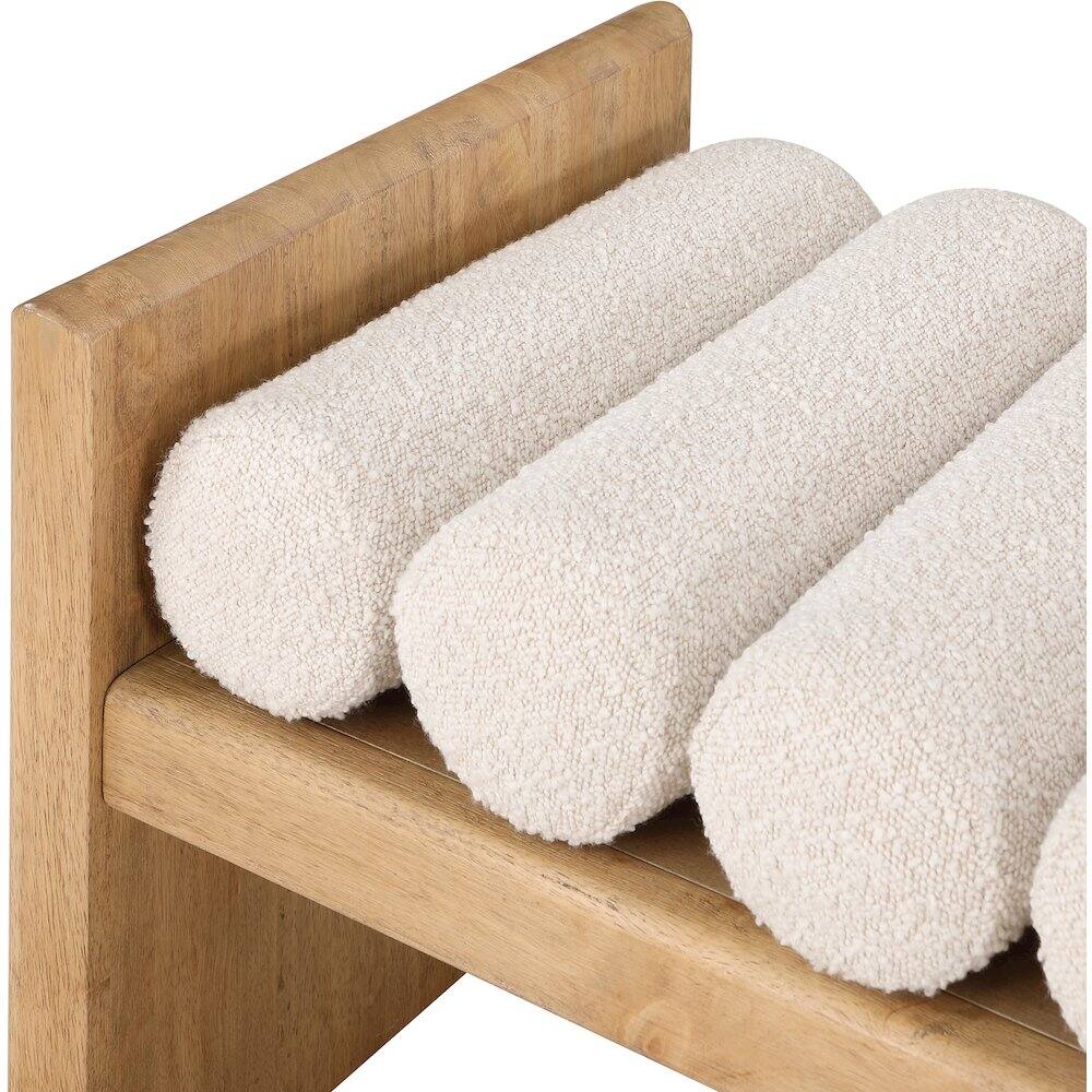Meridian Furniture Waverly Cream Boucle Fabric Bench Beige 177Cream ...