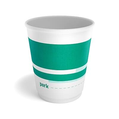 Perk Insulated Double Wall Paper Hot Cup, 10 oz., 40/Pack White/Teal ...