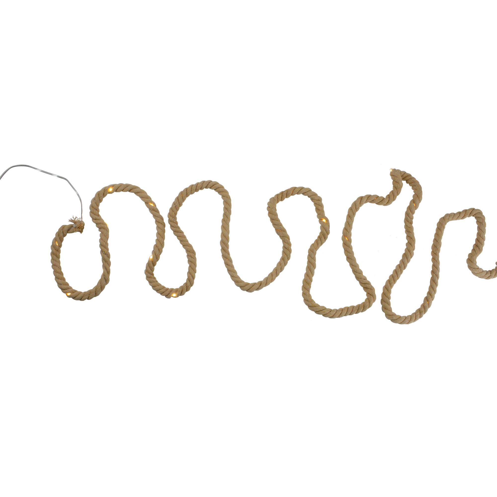 Kurt Adler LED Lighted Cotton Rope with Timer Function Warm White 9.8 ...