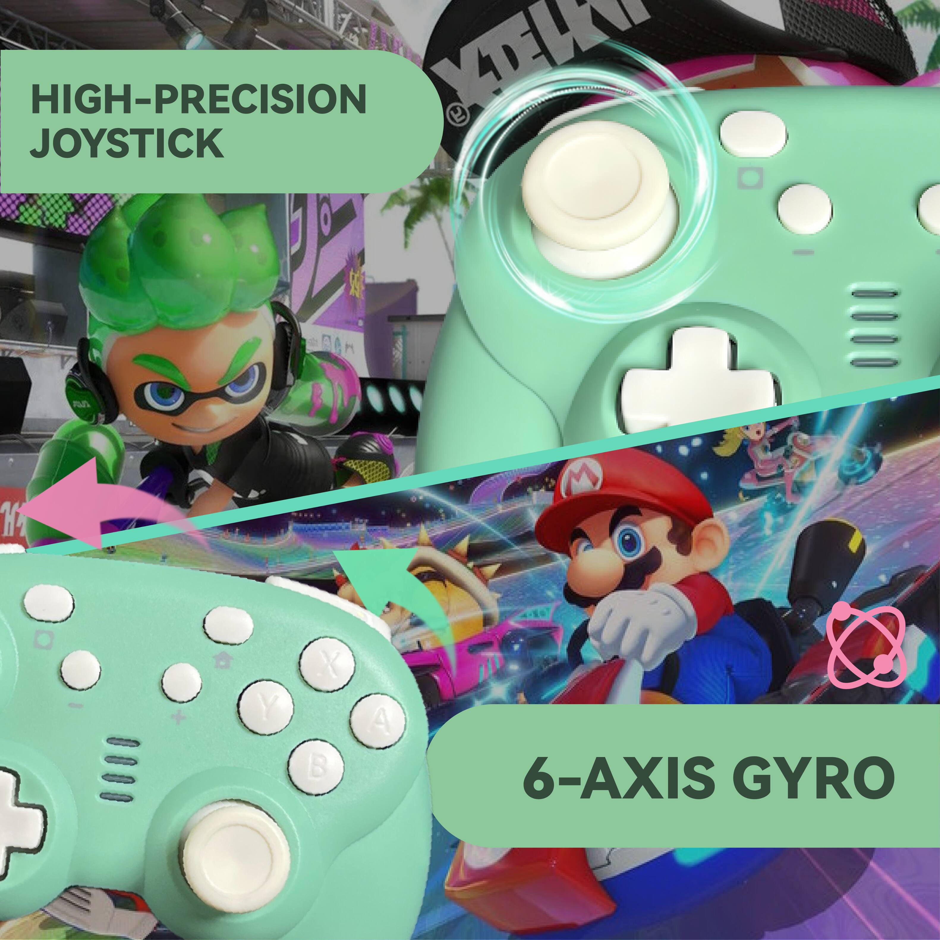 turbX Mini Mate Wireless Gaming Controller for Switch & PC, LED RGB ...