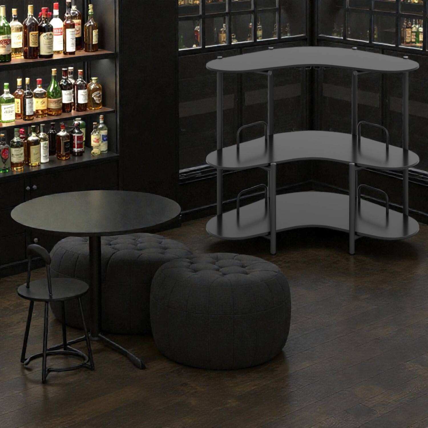 Hivvago Multi Tier Bar Table with Built In Glass Racks and Spacious ...