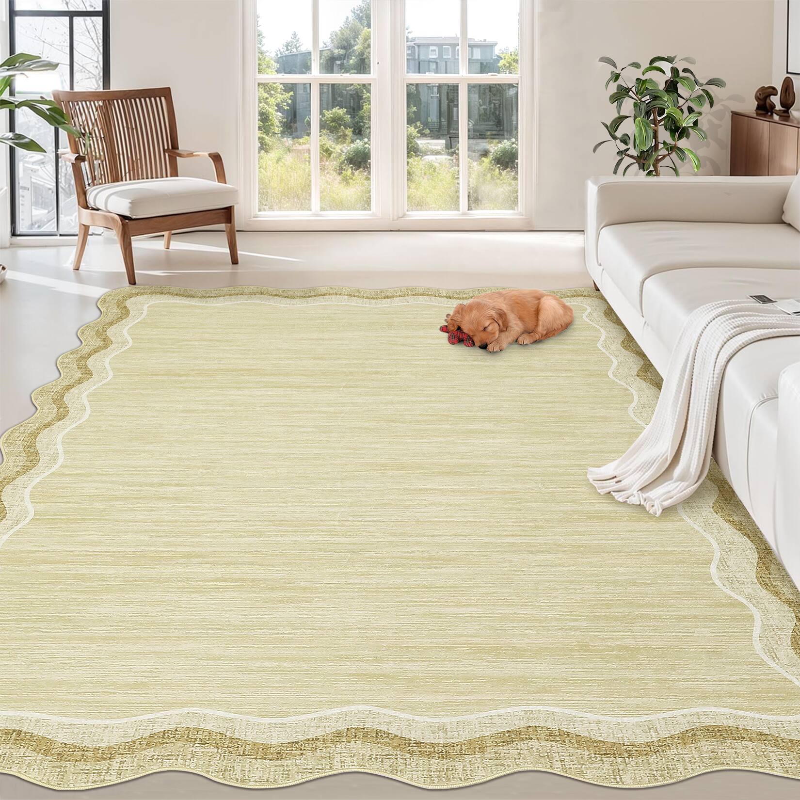 GARVEE Modern Solid Color Area Rug Low Pile Machine Washable Non Slip ...