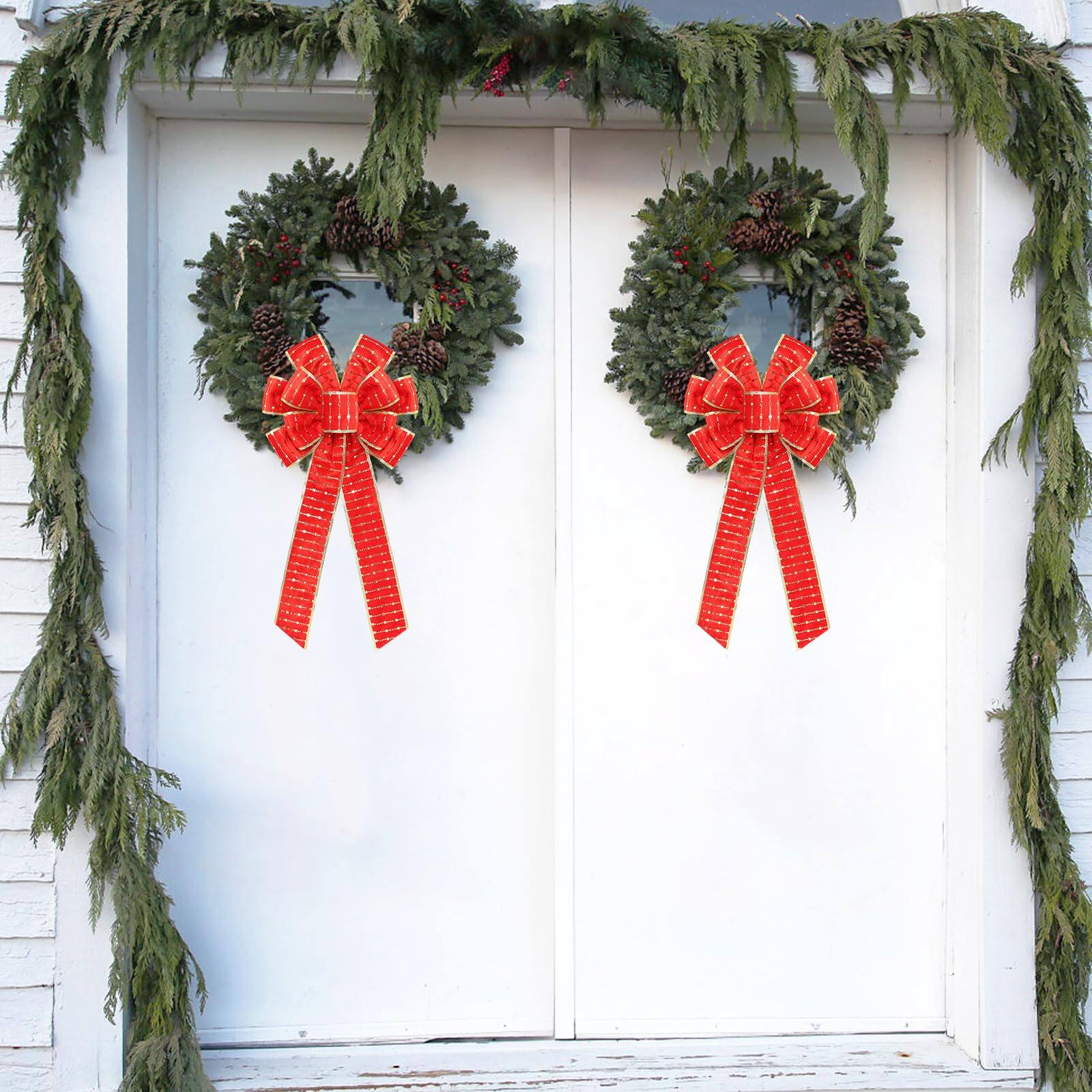 Paradigms Interiors gold Christmas Bows With Shiny Patches 11 x19.6 ...