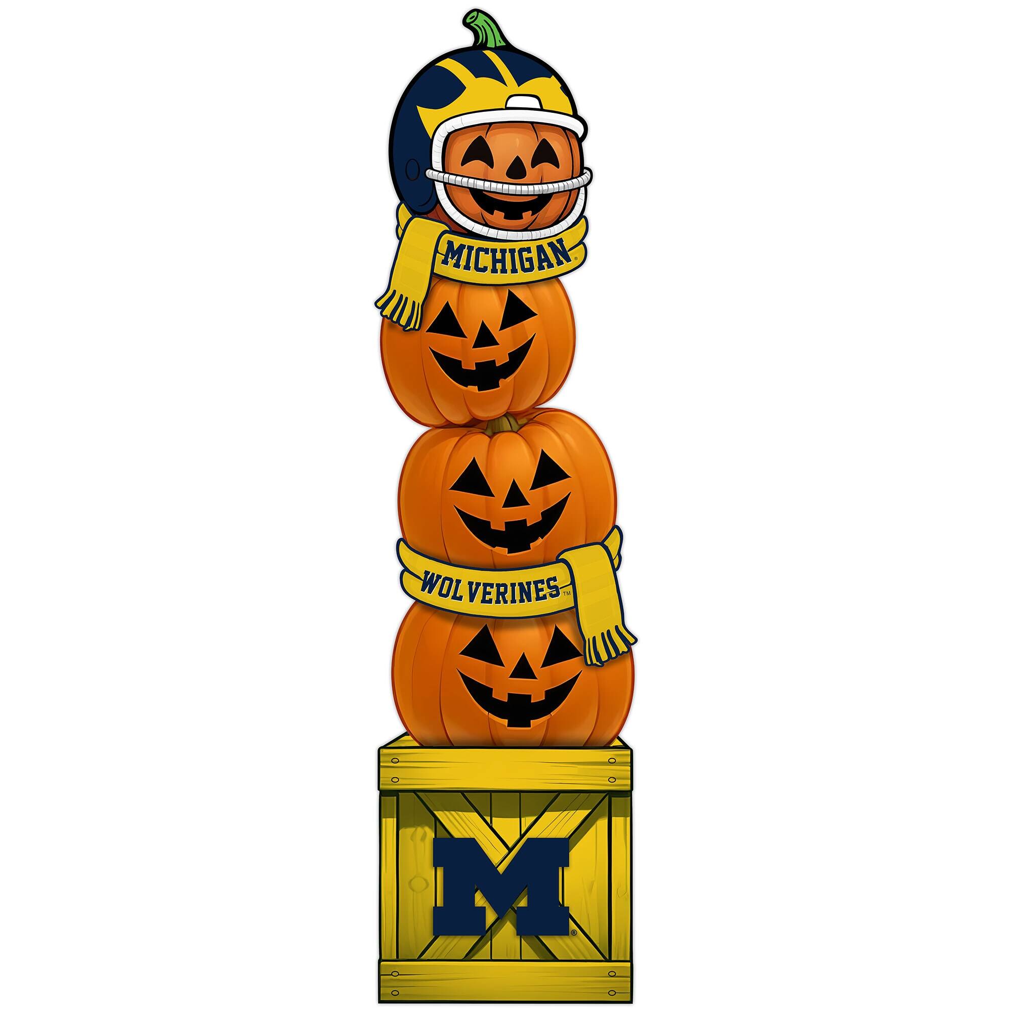 Fan Creations Michigan Wolverines 31" Stacked Pumpkin Leaner Multicolor ...