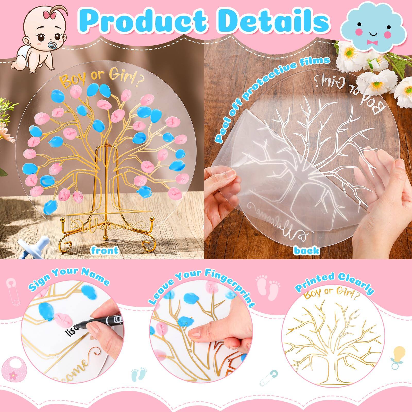 Stylel Star Gender Reveal Fingerprint Tree Boy Or Girl Party Ideas ...