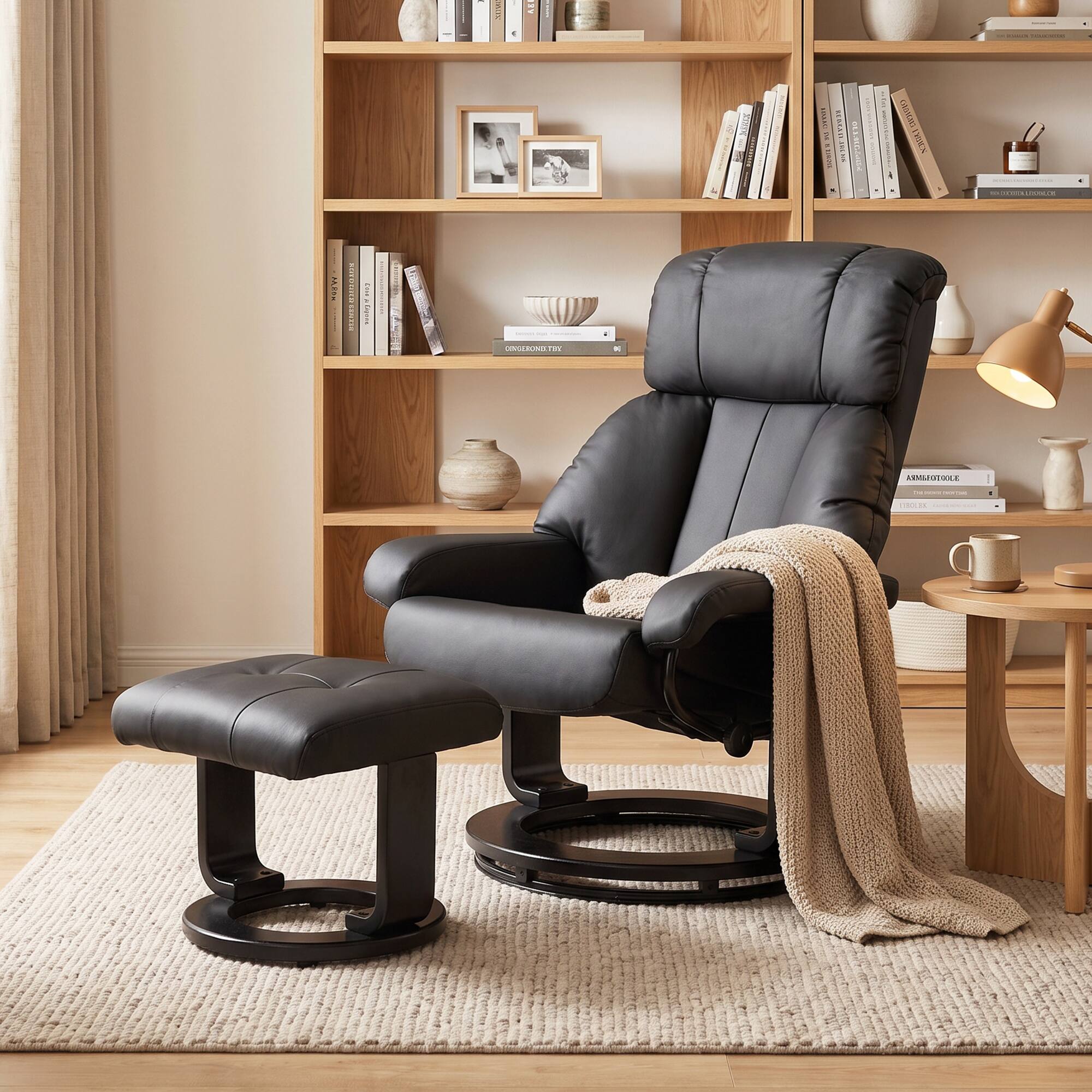 Homcom Recliner with Ottoman Footrest, Recliner Chair , Faux Leather ...