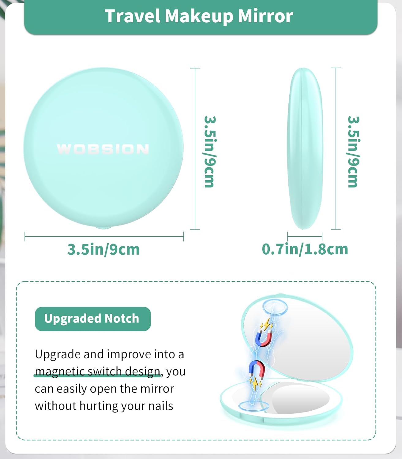 Stamp n Camp WOBSION LED Lighted Travel Makeup Mirror, 1x/10x ...