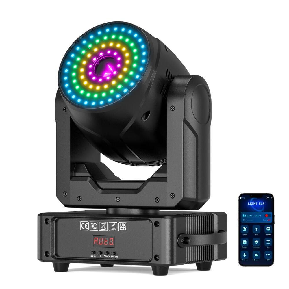 UKing Moving Head Light Full Color Laser Light Base DMX512 Sound Active ...