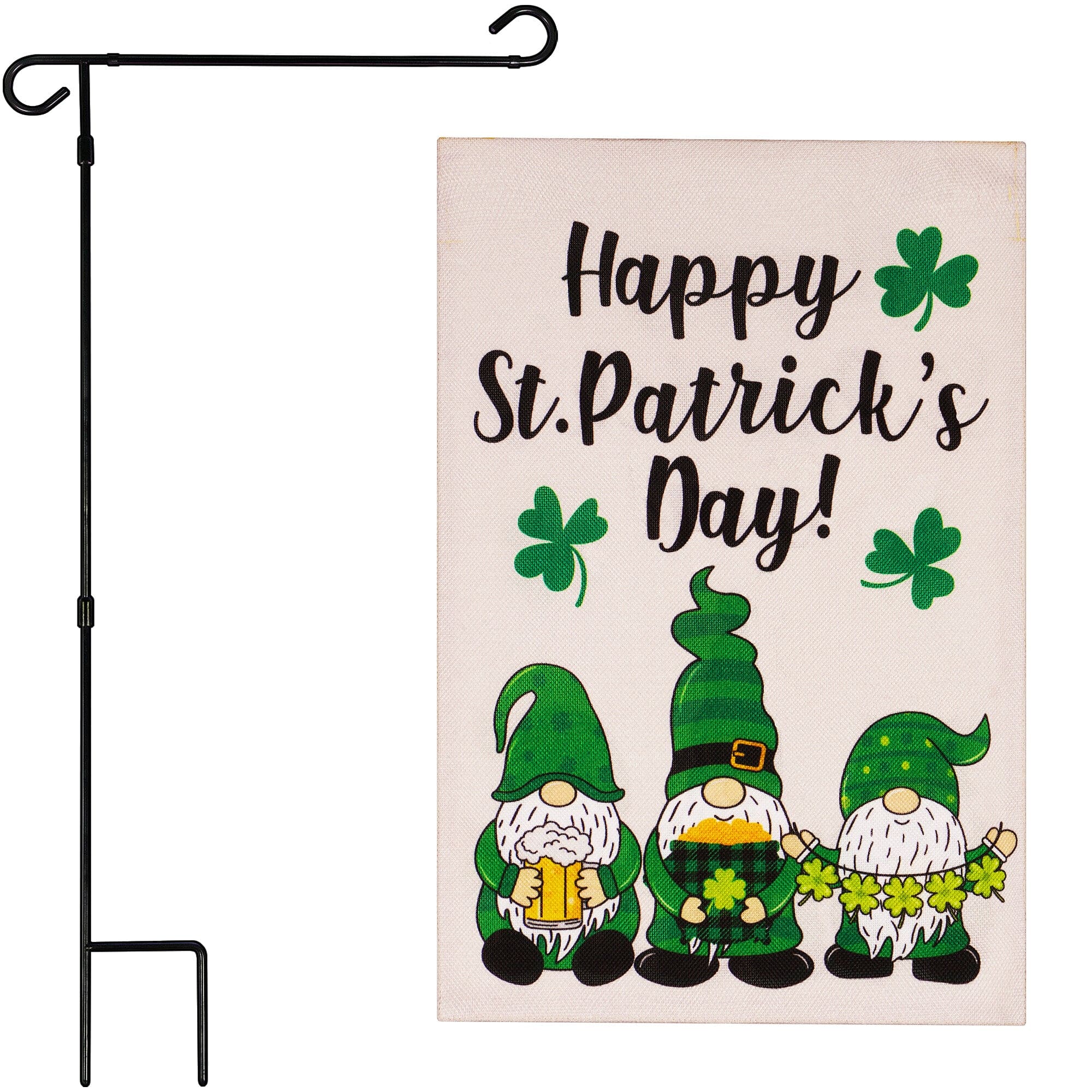 G128 - Garden Flag Stand with 12x18" Double-Sided Burlap Flag - St ...