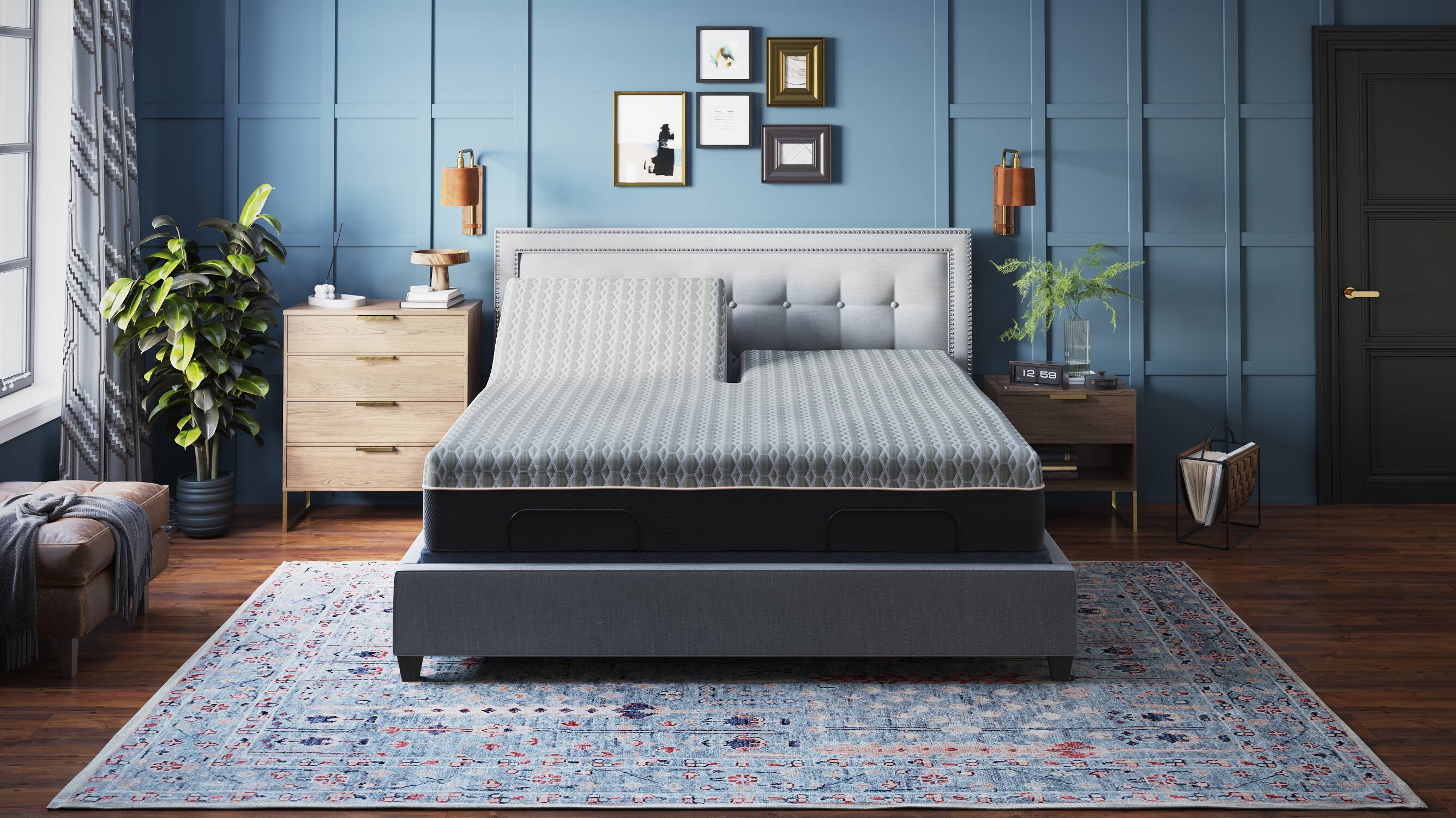 Tiramisubest California King Adjustable Bed Base, Blue+Grey Steel ...