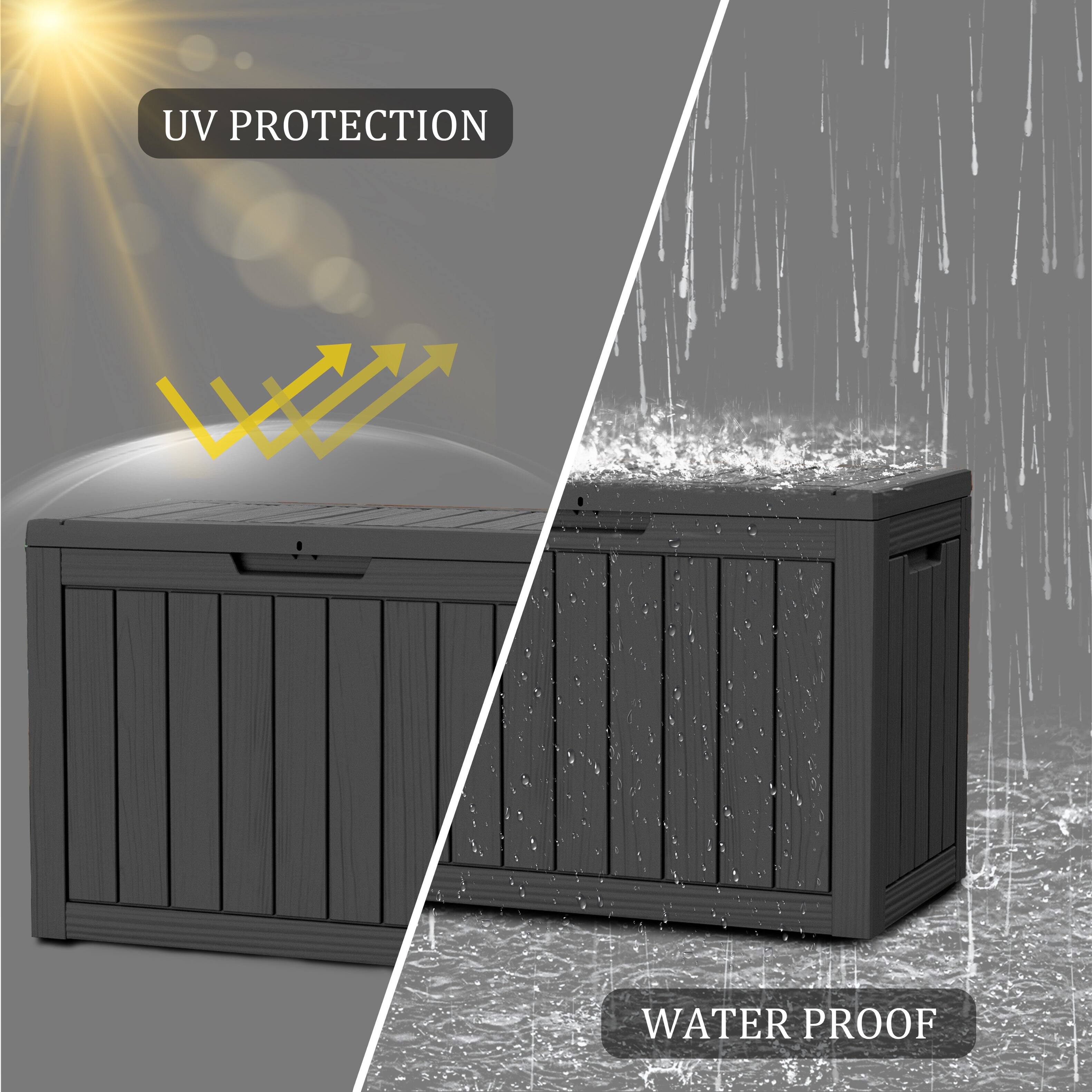 Decksplore 45 Gal. Resin Storage Deck Box for Outdoor Indoor Black ...