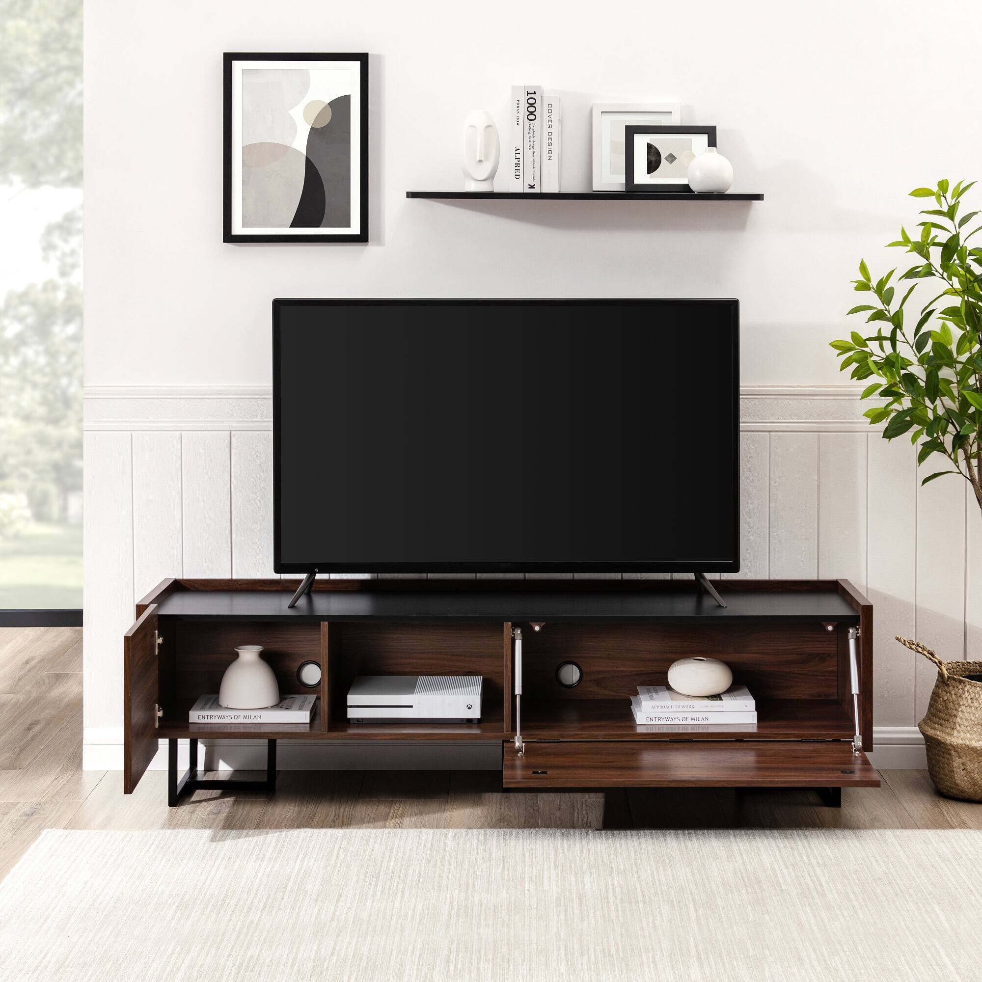 Customer Reviews: Walker Edison Contemporary Low TV Stand for TVs up to ...