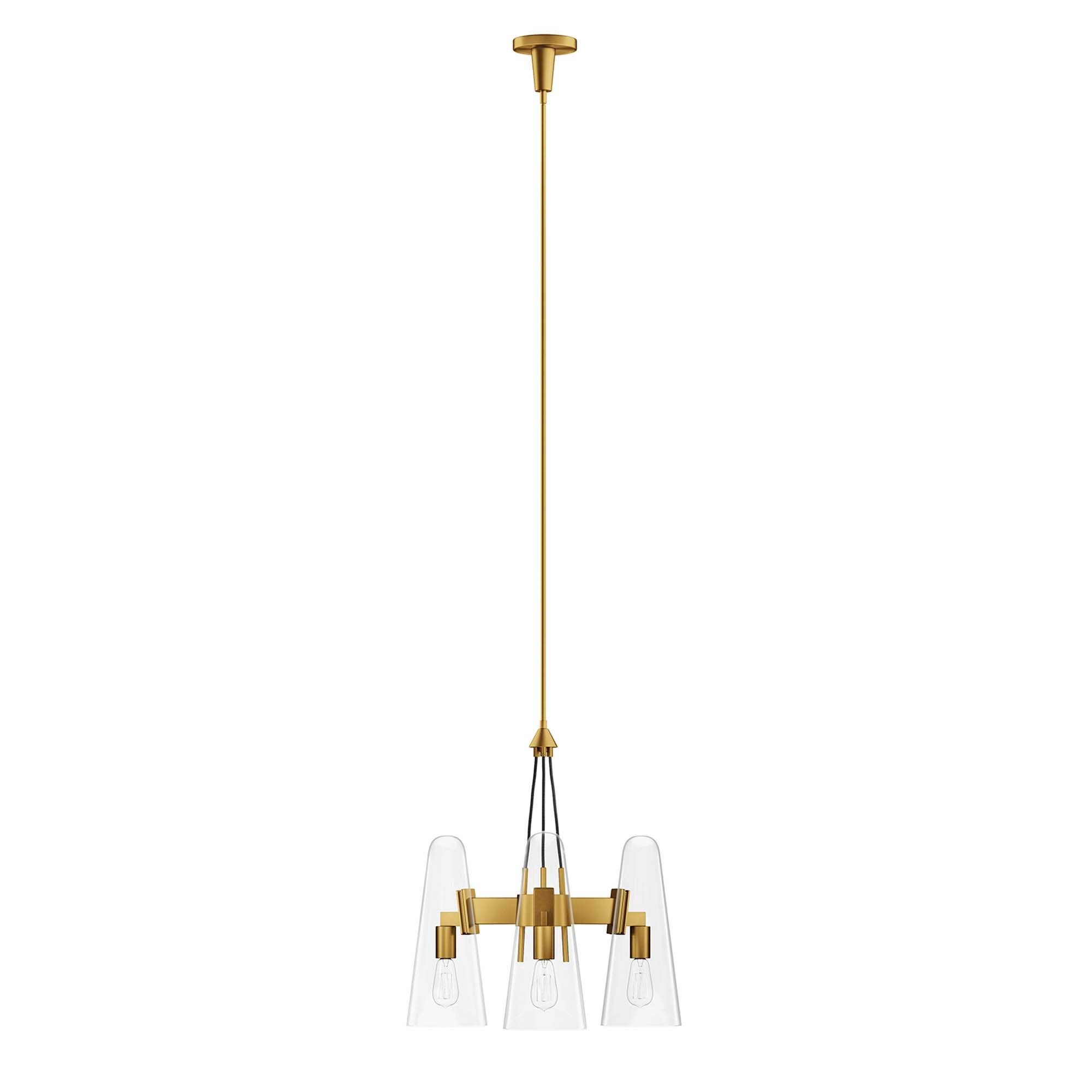 Beacon 3 Light Pendant Light by Modway Clear Satin Brass EEI-5647-CLR ...