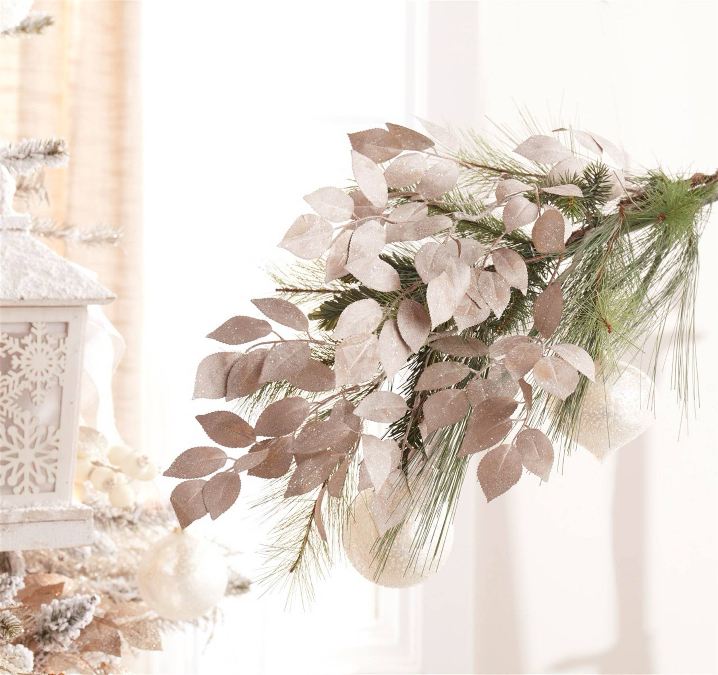 BreeBe Glittered Leaf Spray (Set of 6) Silver 95264DS - Best Buy