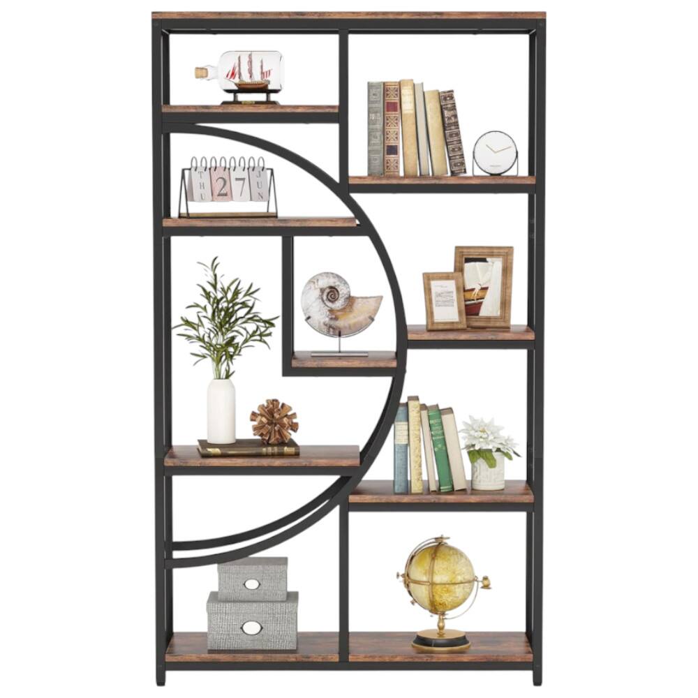 SlickBlue 9 Shelf Bookshelf with Geometric Open Design for Books and ...