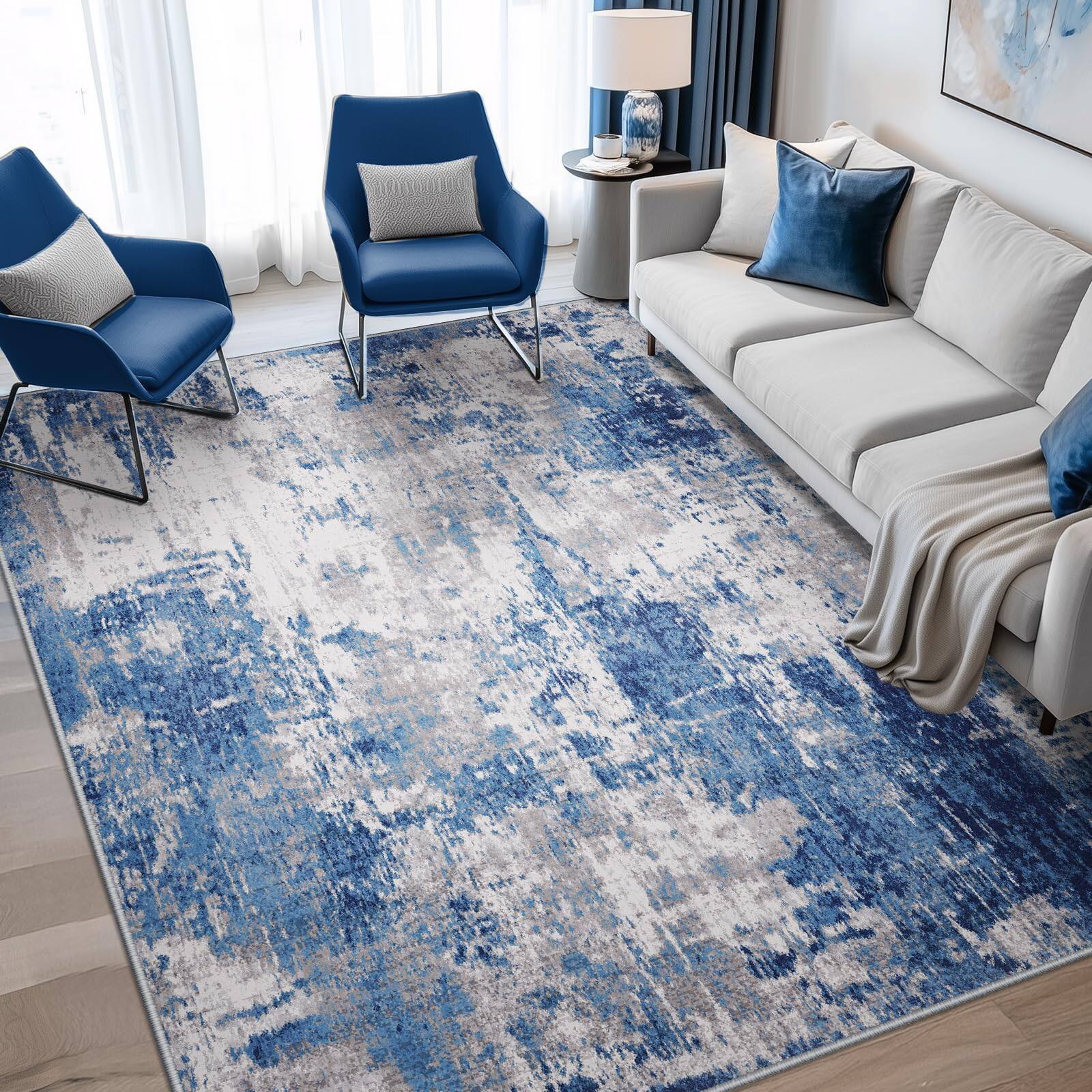 PARKER SLATER Washable Area Rugs Non Slip Modern Abstract Soft Living Room Entryway Bedroom ...