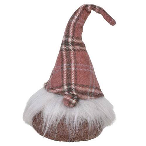 BreeBe *Sitting Plush Pink Plaid Santa Gnome 10"H Pink, White GZOE2734 ...