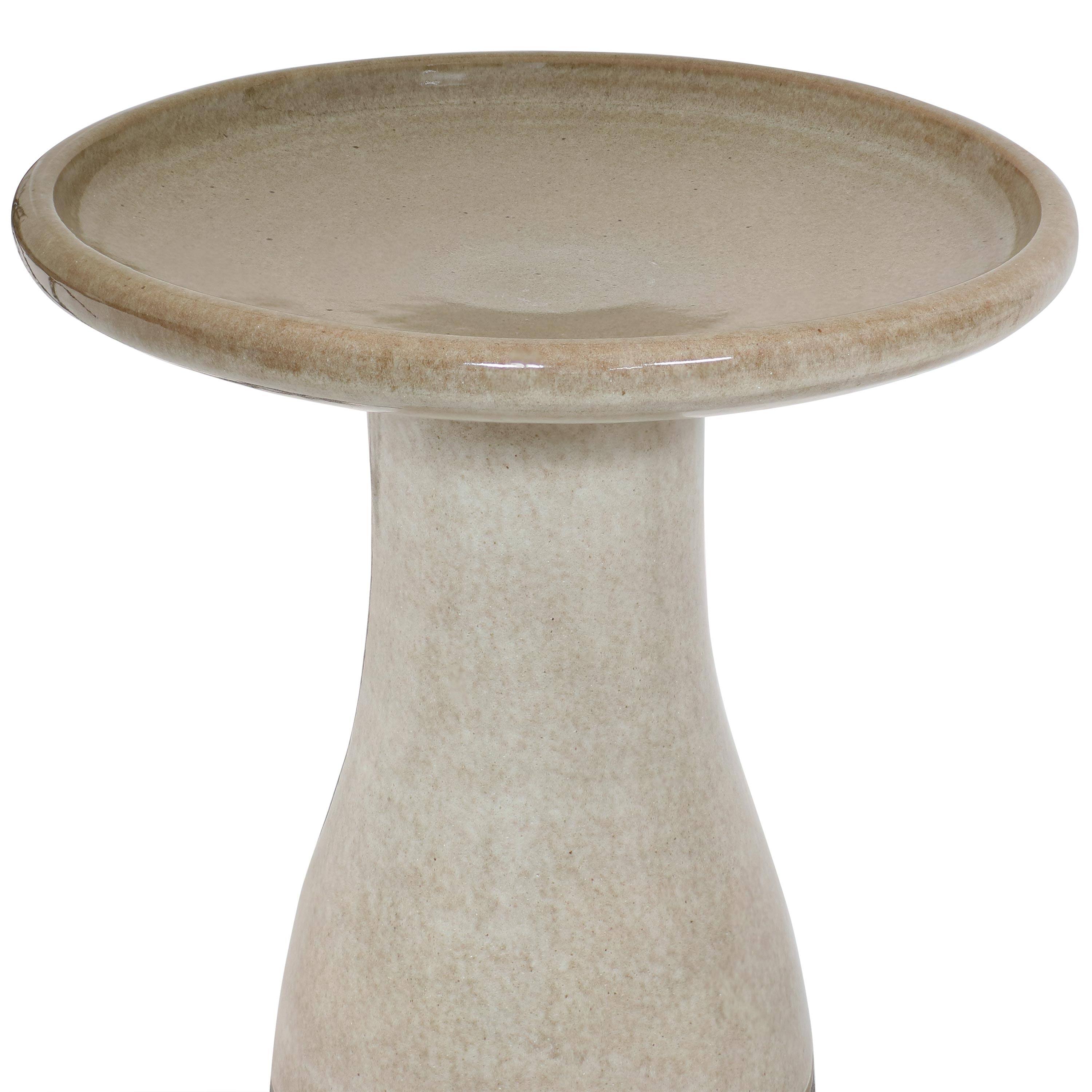 Sunnydaze Duo Tone Outdoor Glazed Ceramic Bird Bath 21 in Yam AP-367 ...