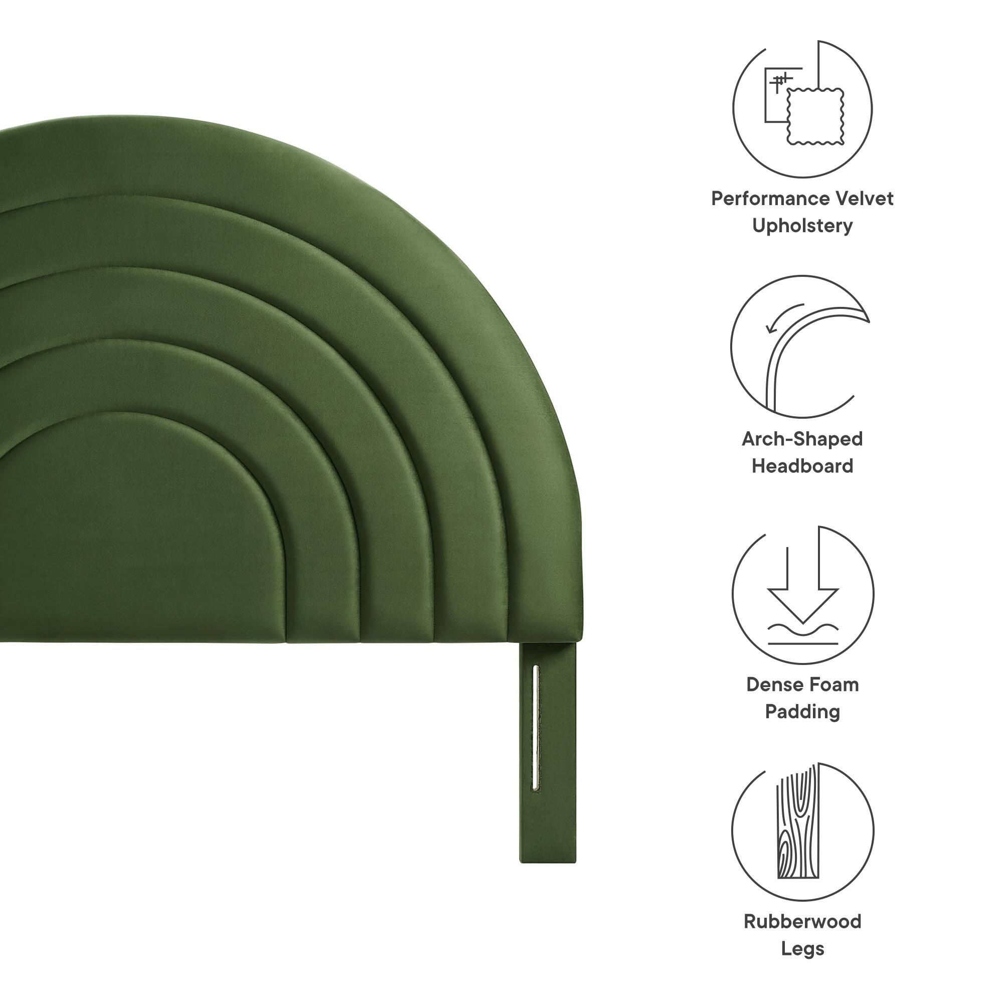 Solana Arched Performance Velvet Full Headboard by Modway Green MOD ...