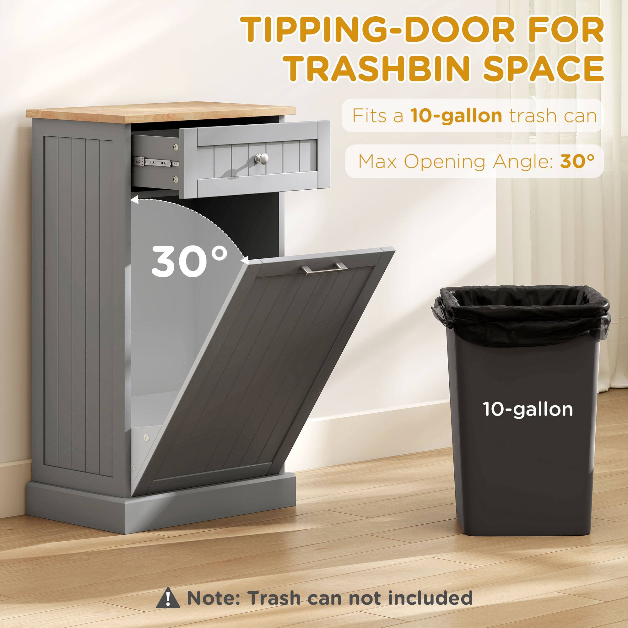 Homcom Kitchen Tilt Out Trash Bin Cabinet Free Standing Recycling ...