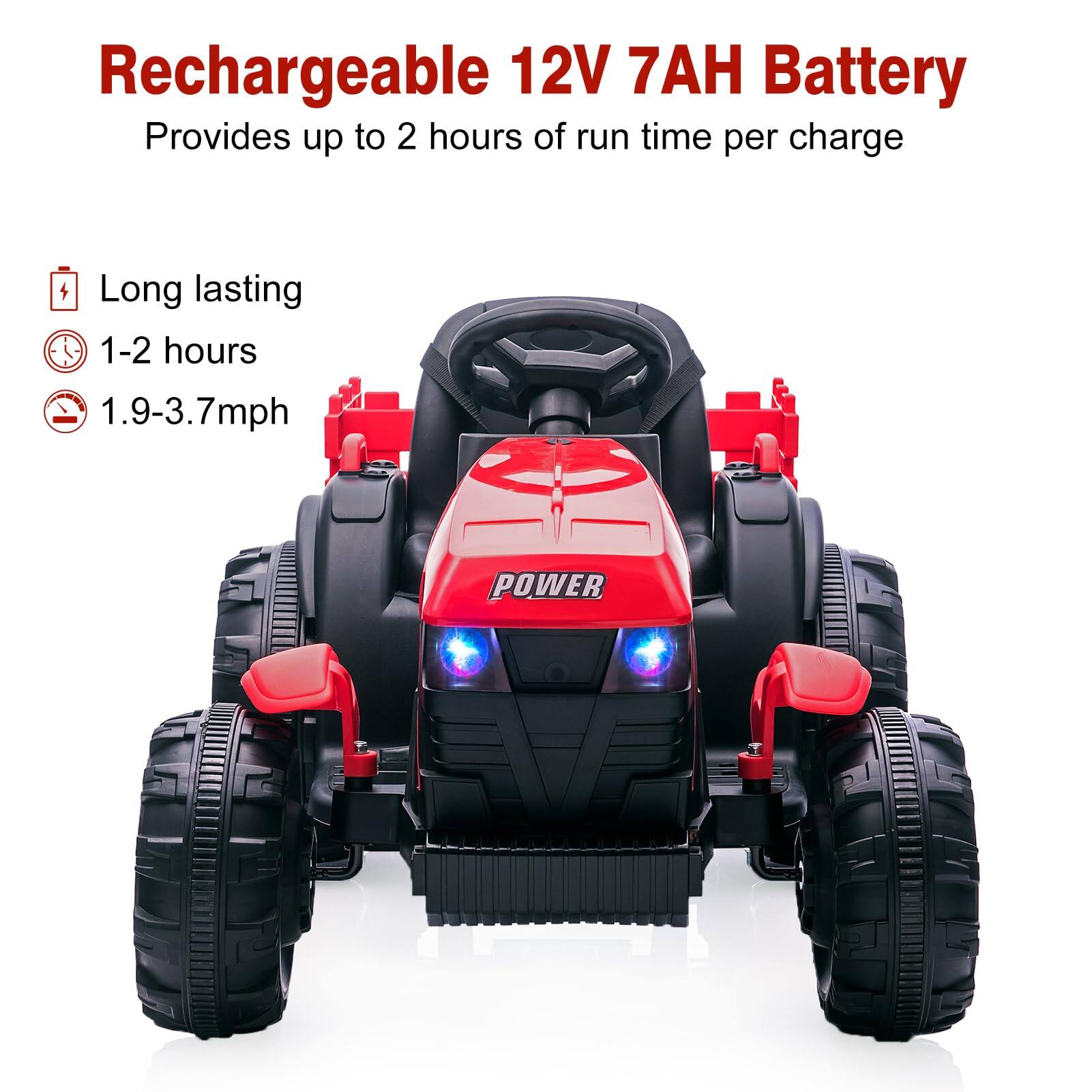 GARVEE 12V Kids Electric Tractor with Parent Remote & Safety Belt ...