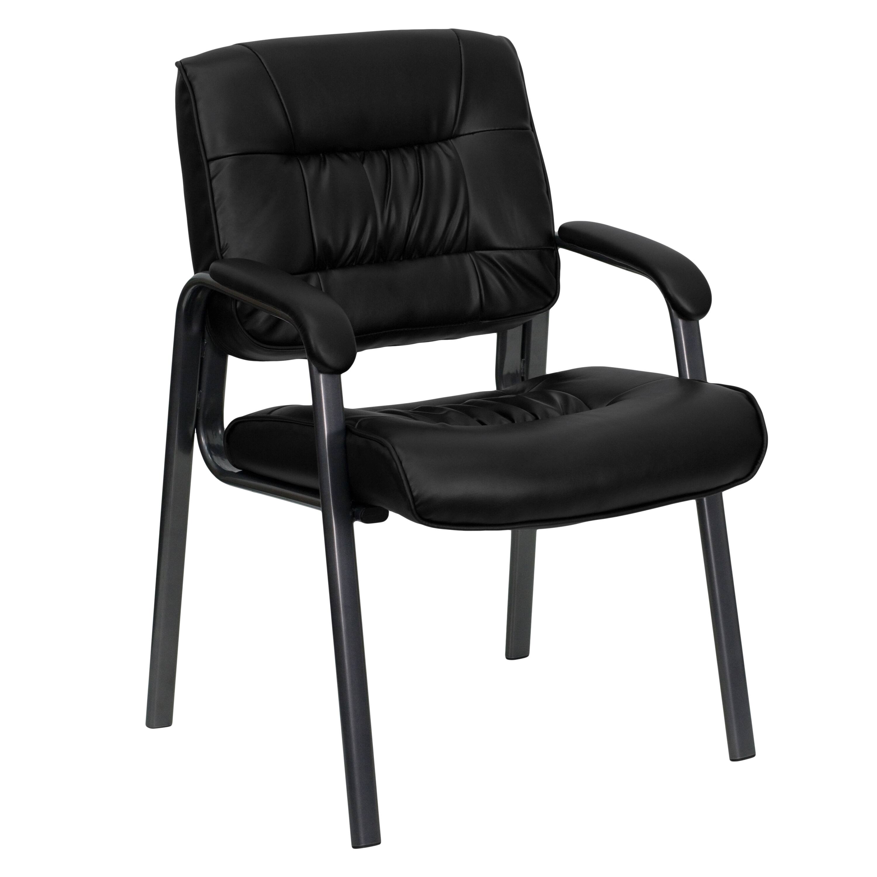 Emma + Oliver Faux Leather Executive Reception Chair with Powder Coated ...