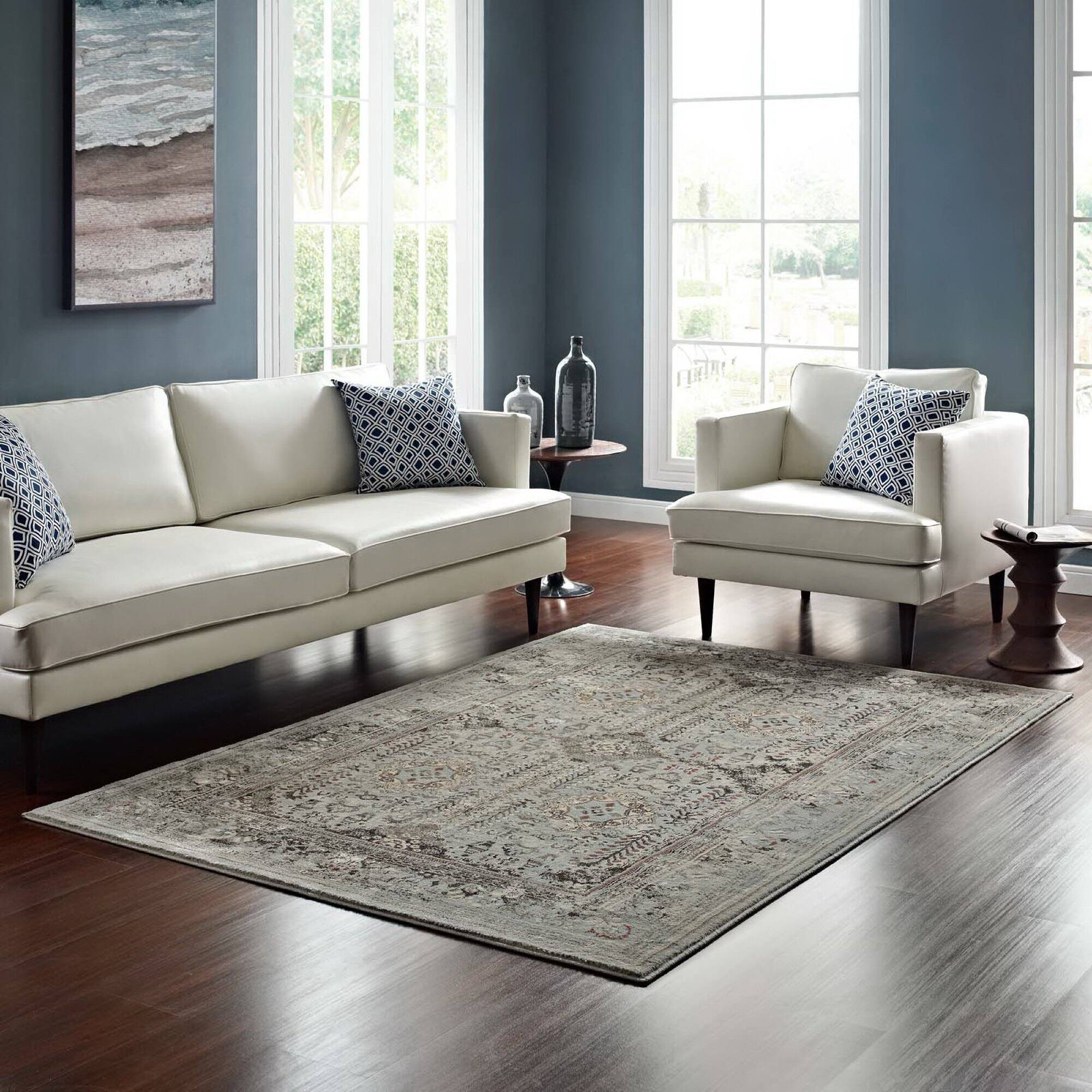 Modway Enye Distressed Vintage Floral Lattice Area Rug Brown and Silver ...
