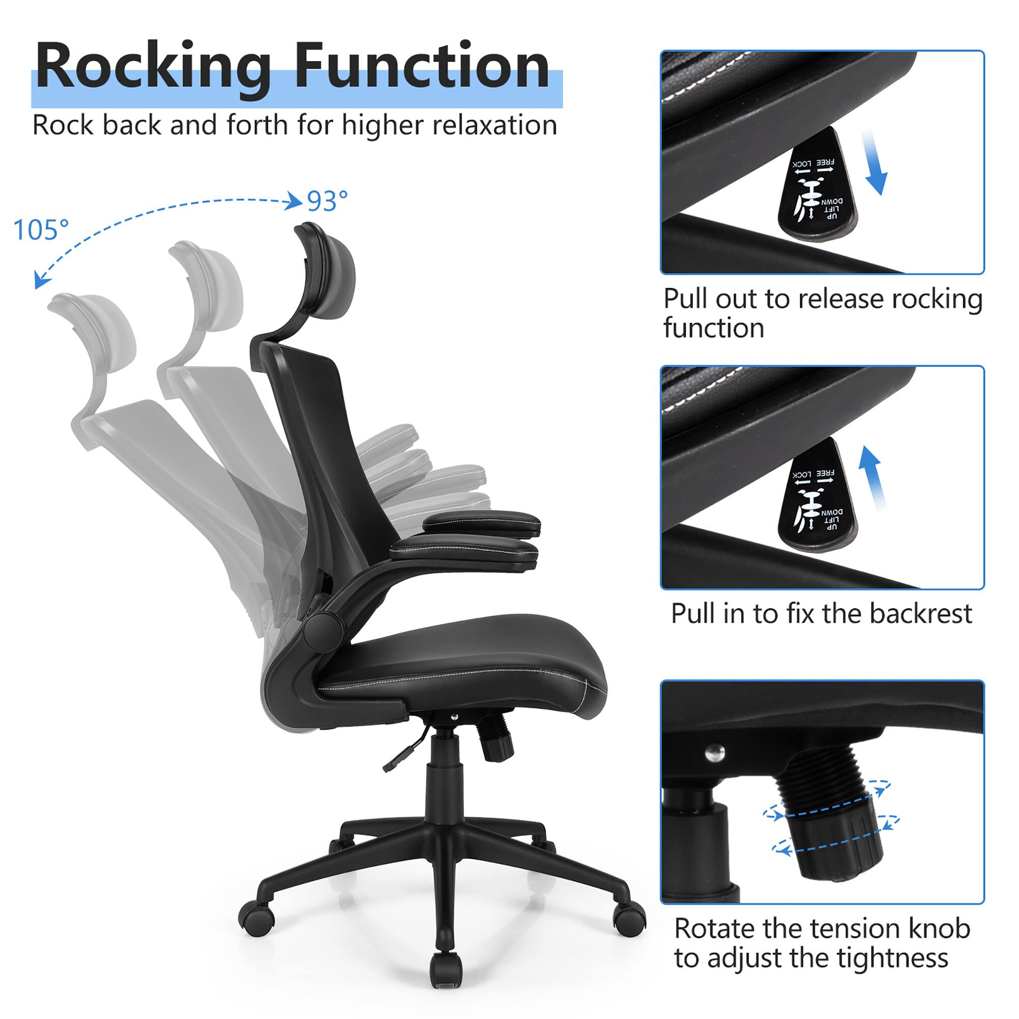 Customer Reviews: Costway Mesh Adjustable Swivel Office Chair with Flip ...