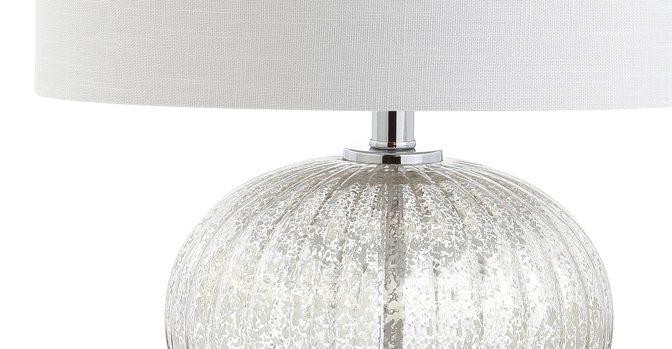Jonathan Y Judith 21" Mercury Glass LED Table Lamp, Silver/Ivory ...