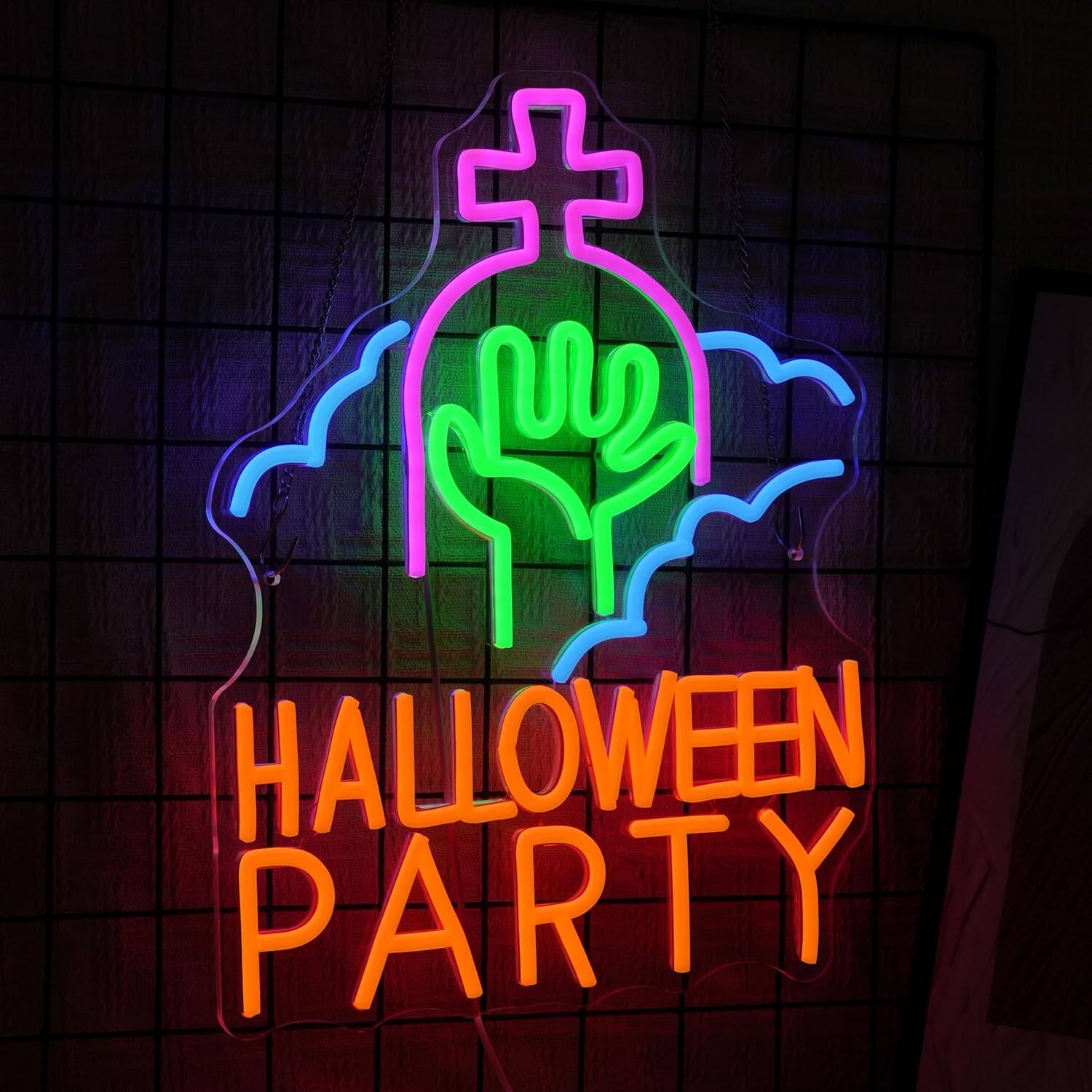 Auledio Halloween Party Neon Sign USB Powered Gothic Tombstone Light up ...