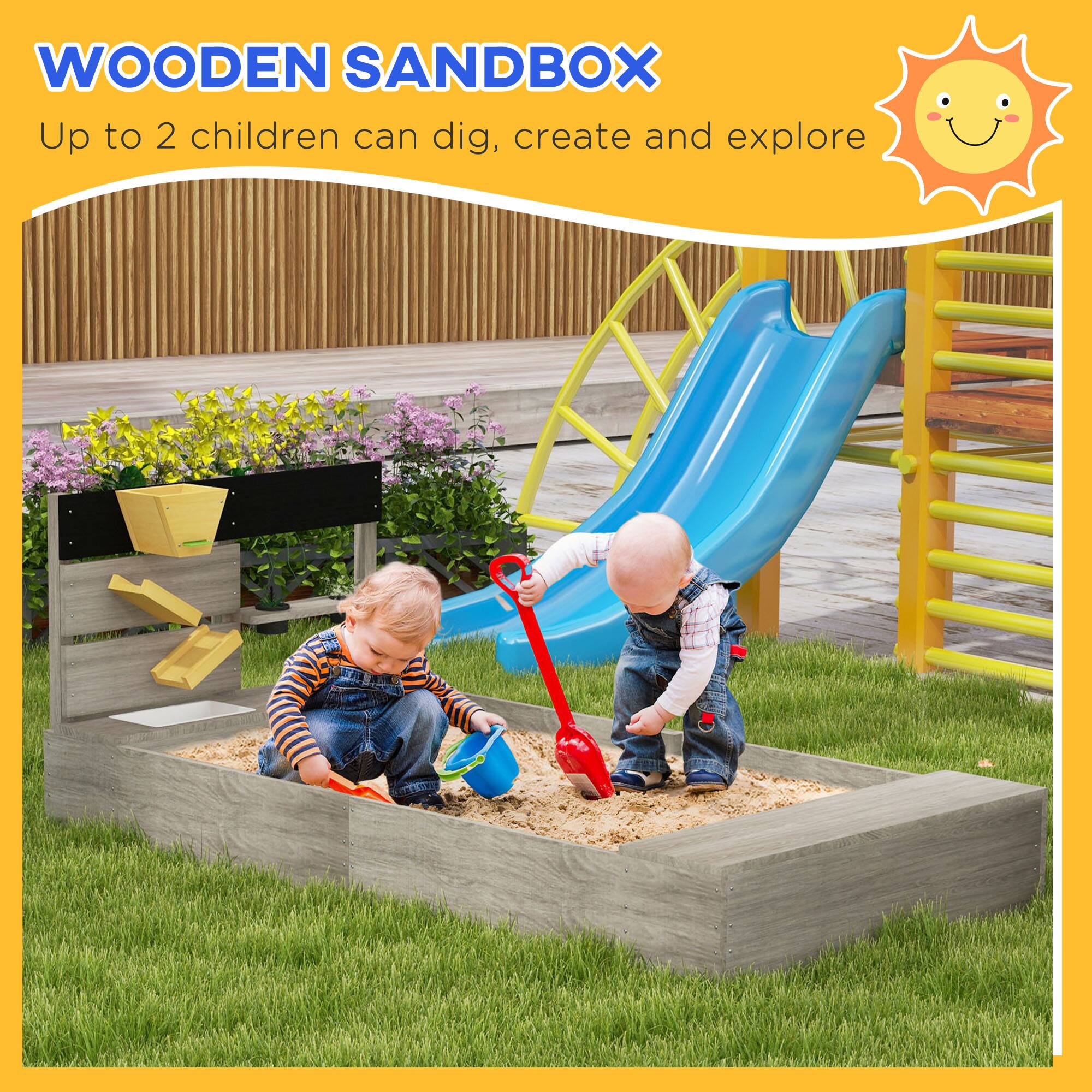 Wooden Sandbox with Liner Kitchen Design Sink for 3 7 Years Old SF-X ...