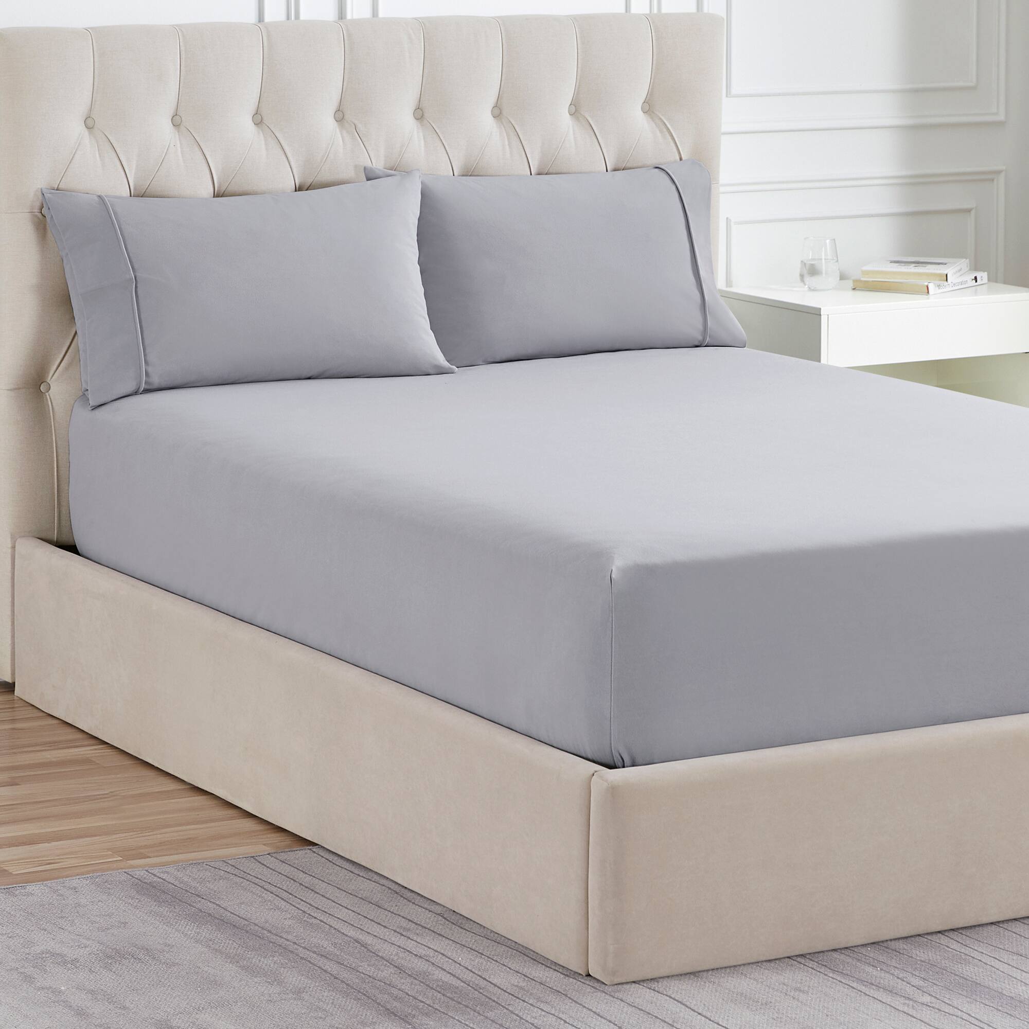 Sweet Home Collection Solid Flannel Fitted Sheet, Bottom Sheets with ...