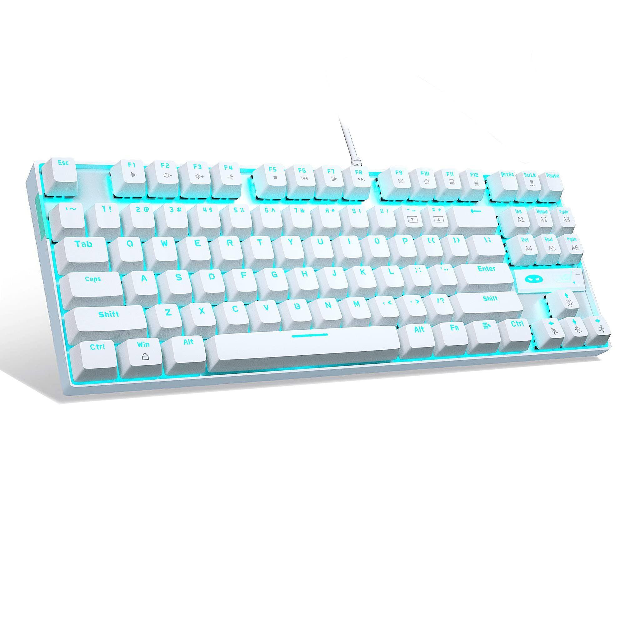 Cozy Serene Mechanical Gaming With Blue Compact 87 Keys Wired Computer ...