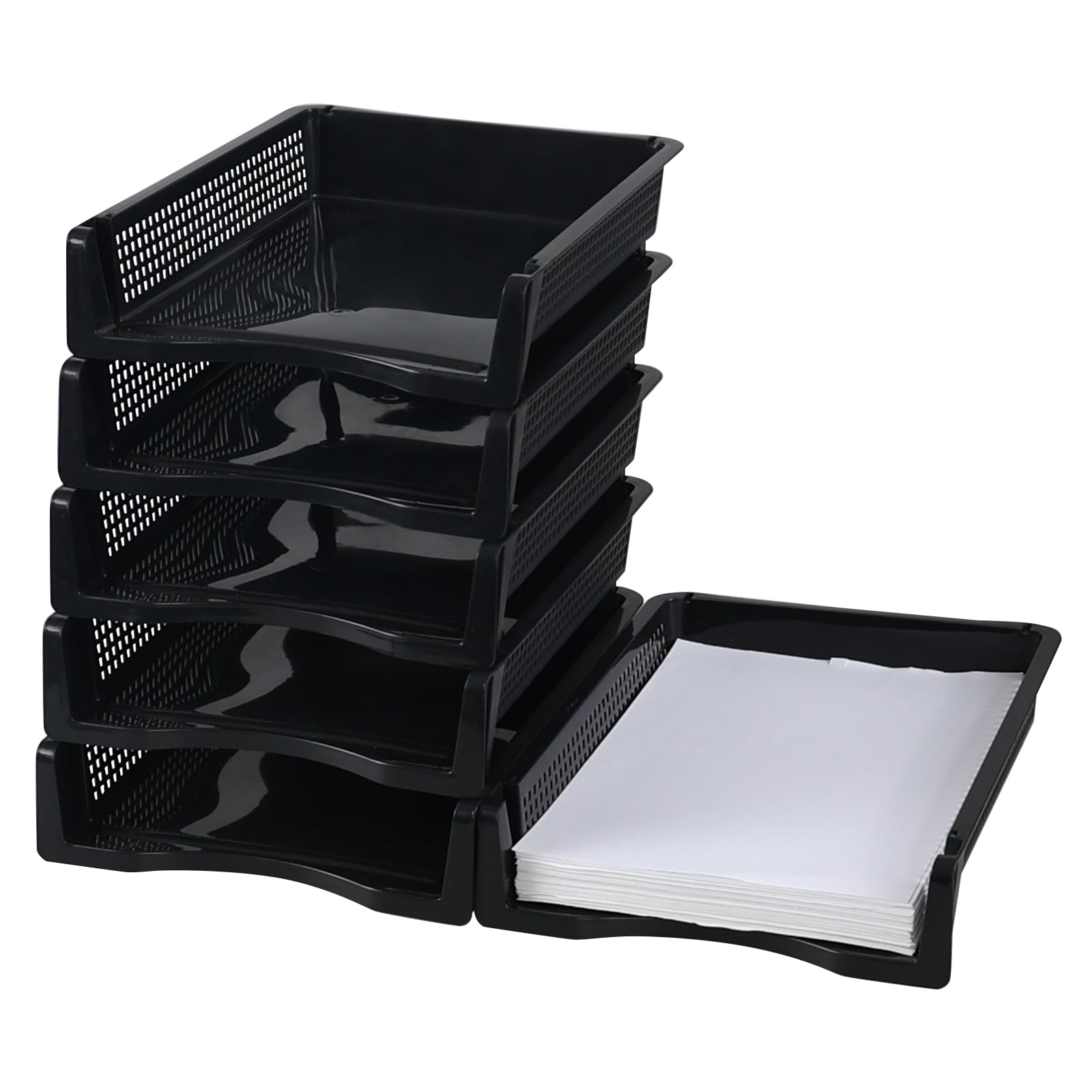 Paradigms Interiors Stackable Letter Trays Plastic File Organizer Tray ...