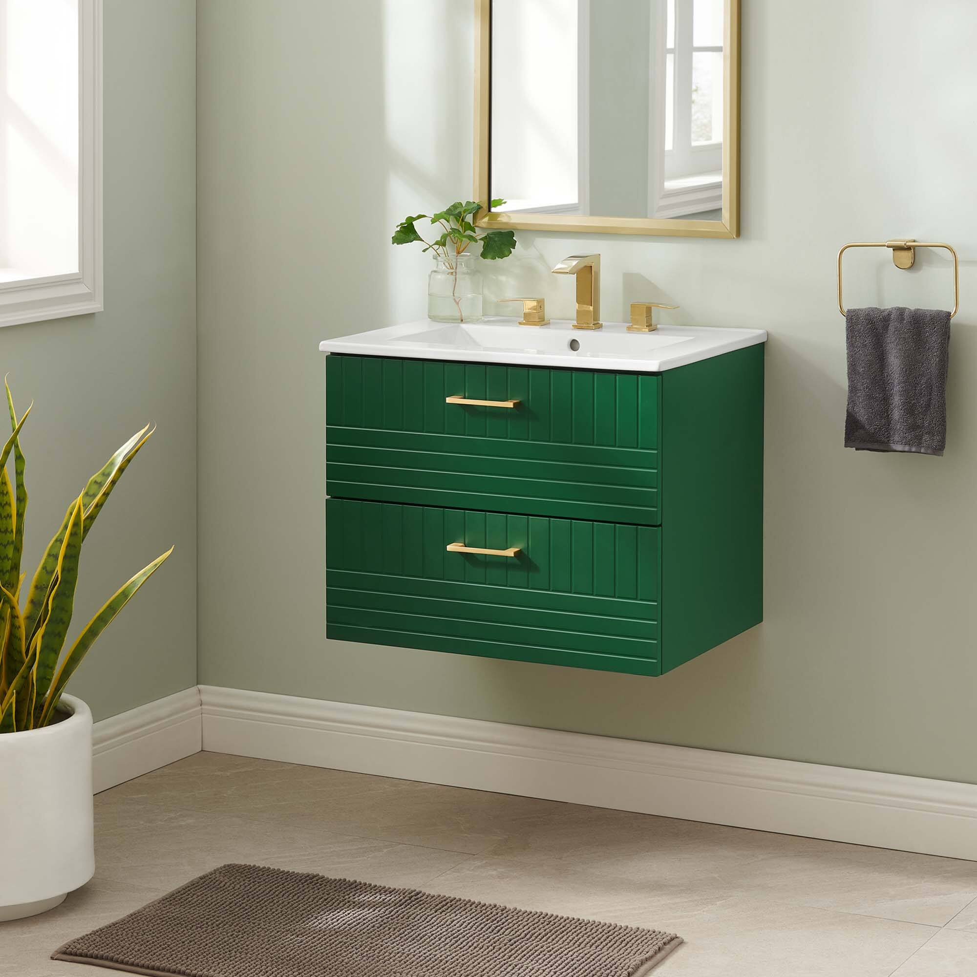 Daybreak Wall Mount Bathroom Vanity Basin Included by Modway Green ...