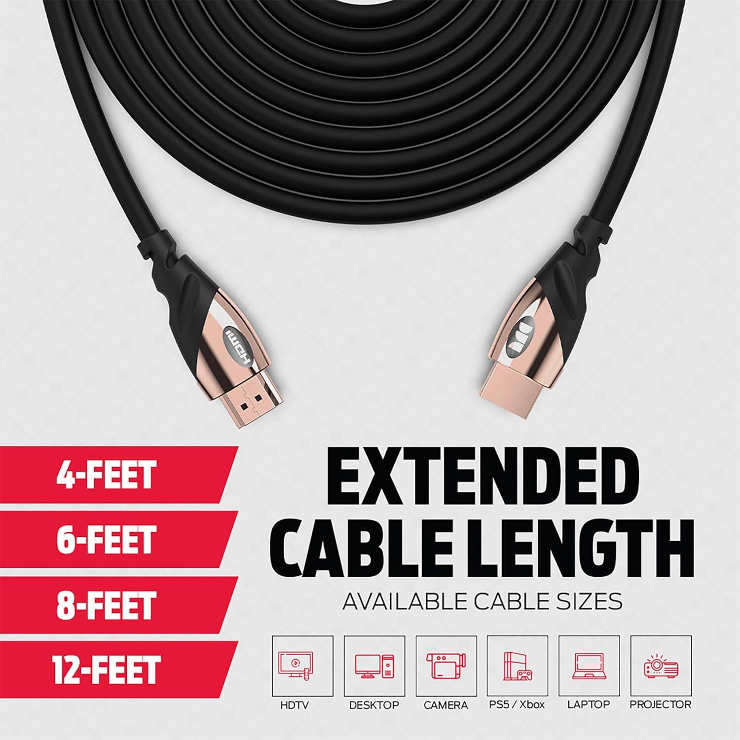 Monster 8Ft HDMI Electronic Cable 4K Ultra Hd with Ethernet Cord 60/120 Hz Refresh Speed 21Gbps ...