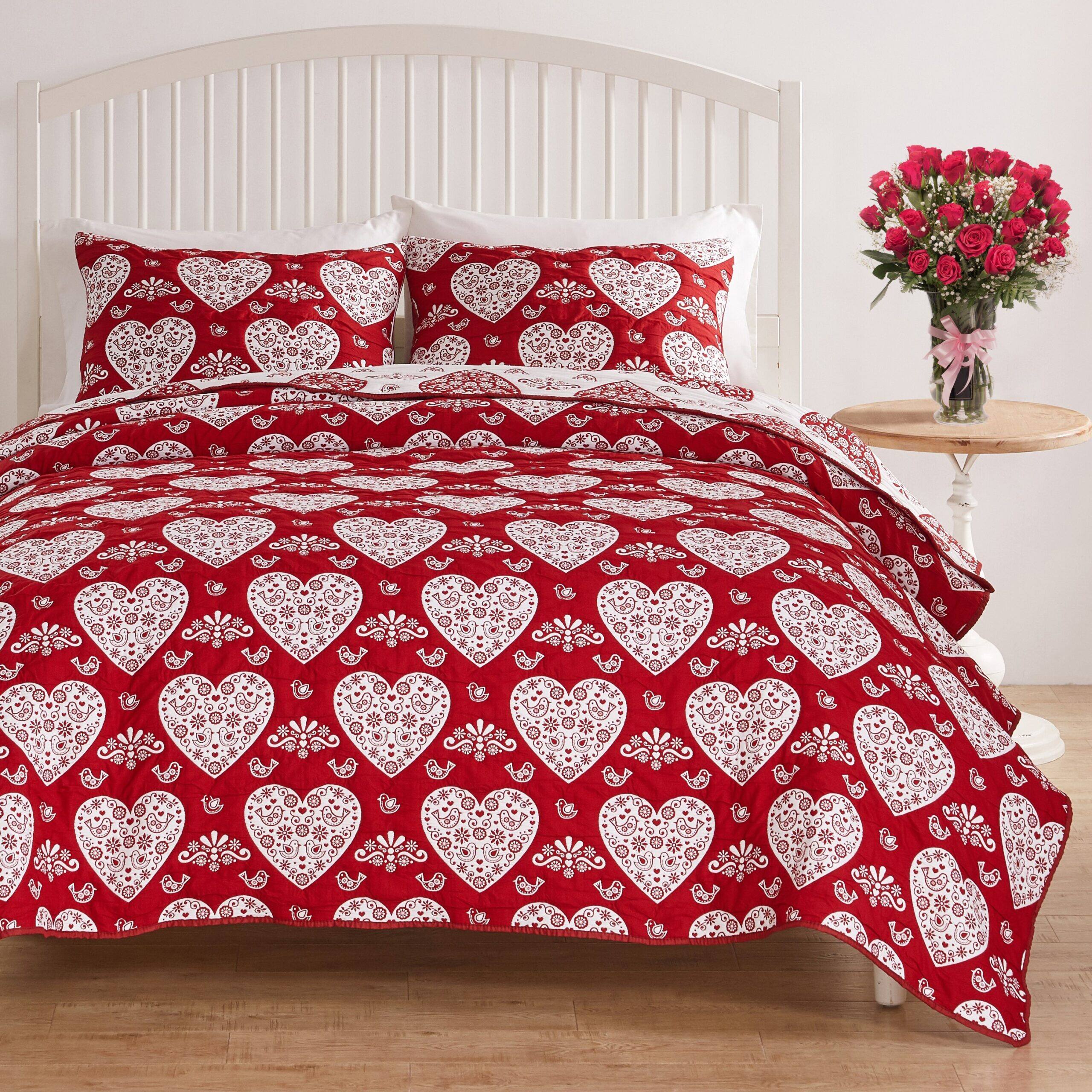 BreeBe Lovebirds Quilt Set 3 Piece King/Cal King Red GL-2411AMSK - Best Buy