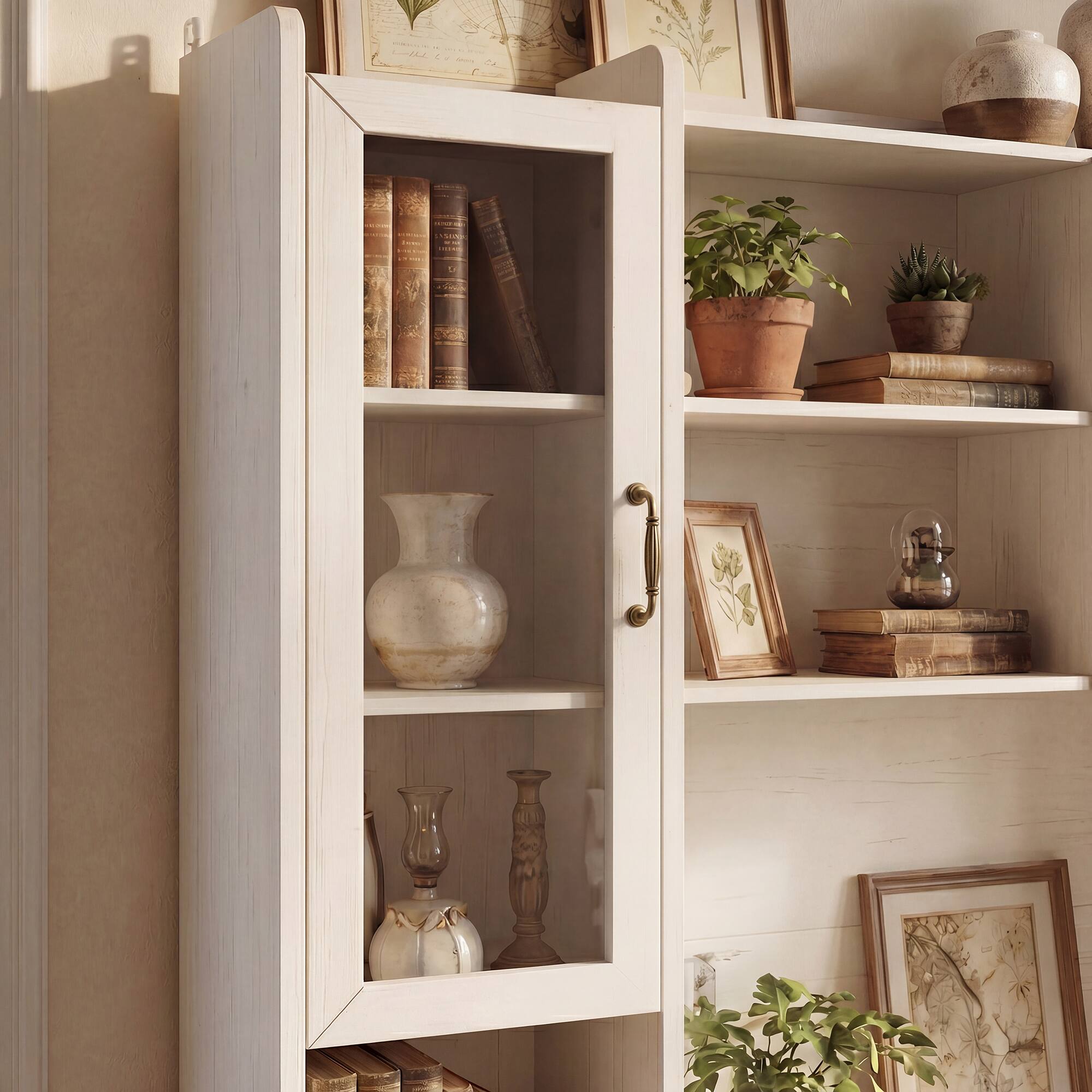 Famapy Study Desk with Tall Storage Cabinet – Vintage Student Writing ...