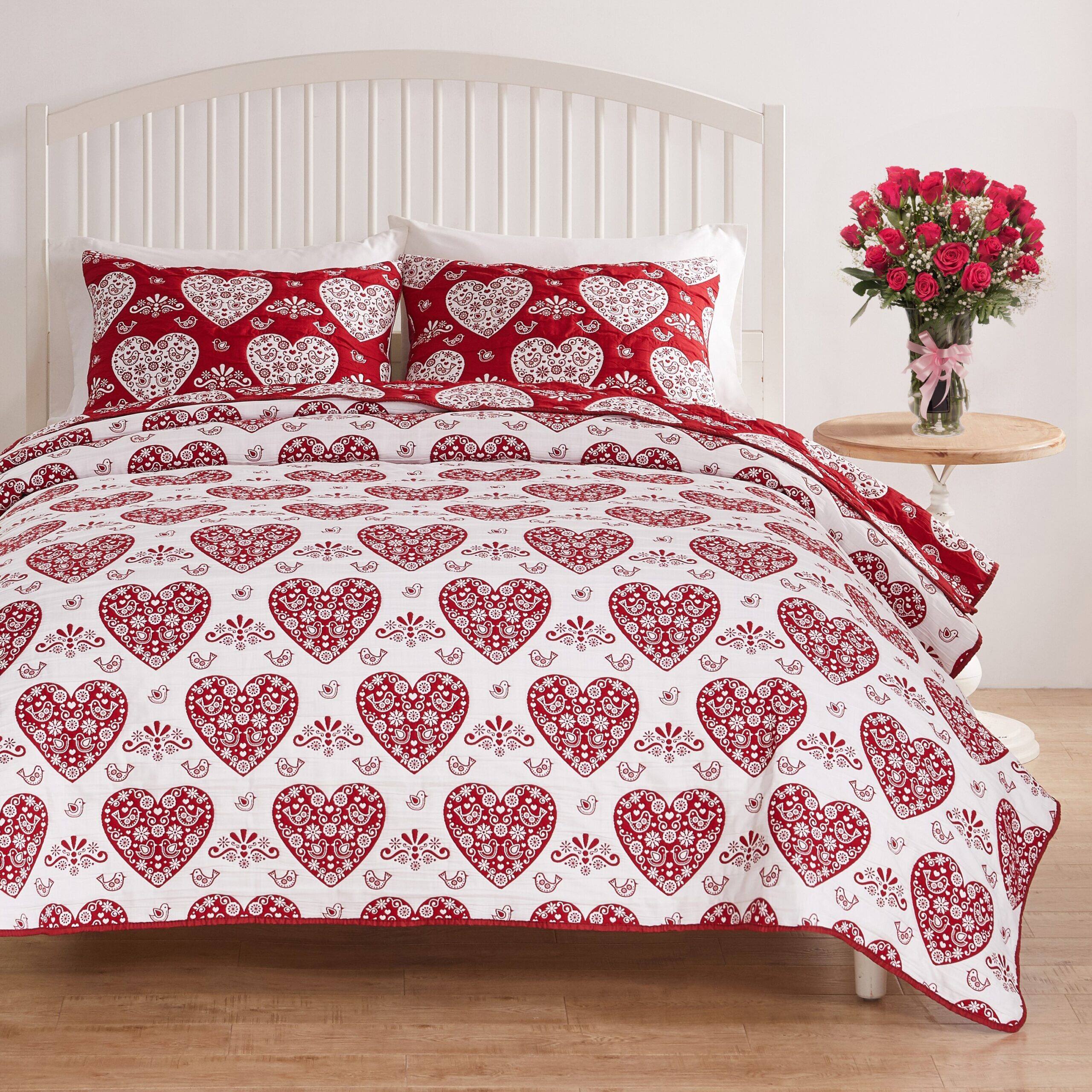 BreeBe Lovebirds Quilt Set 3 Piece King/Cal King Red GL-2411AMSK - Best Buy