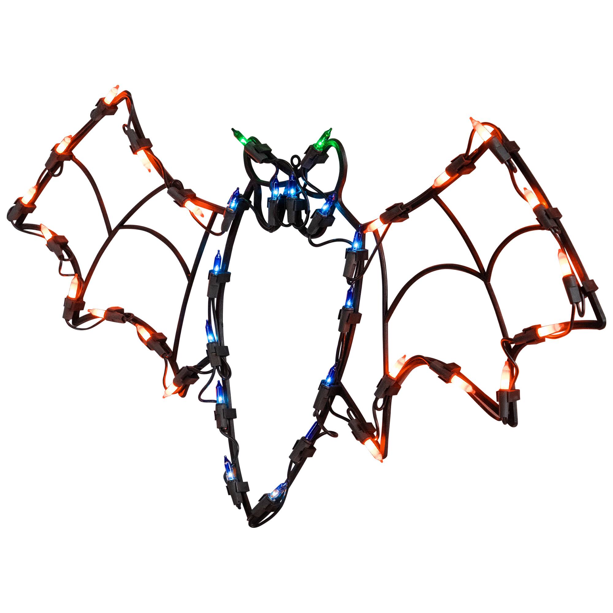 Northlight LED Lighted Bat Halloween Window Decoration 15" Multicolor ...