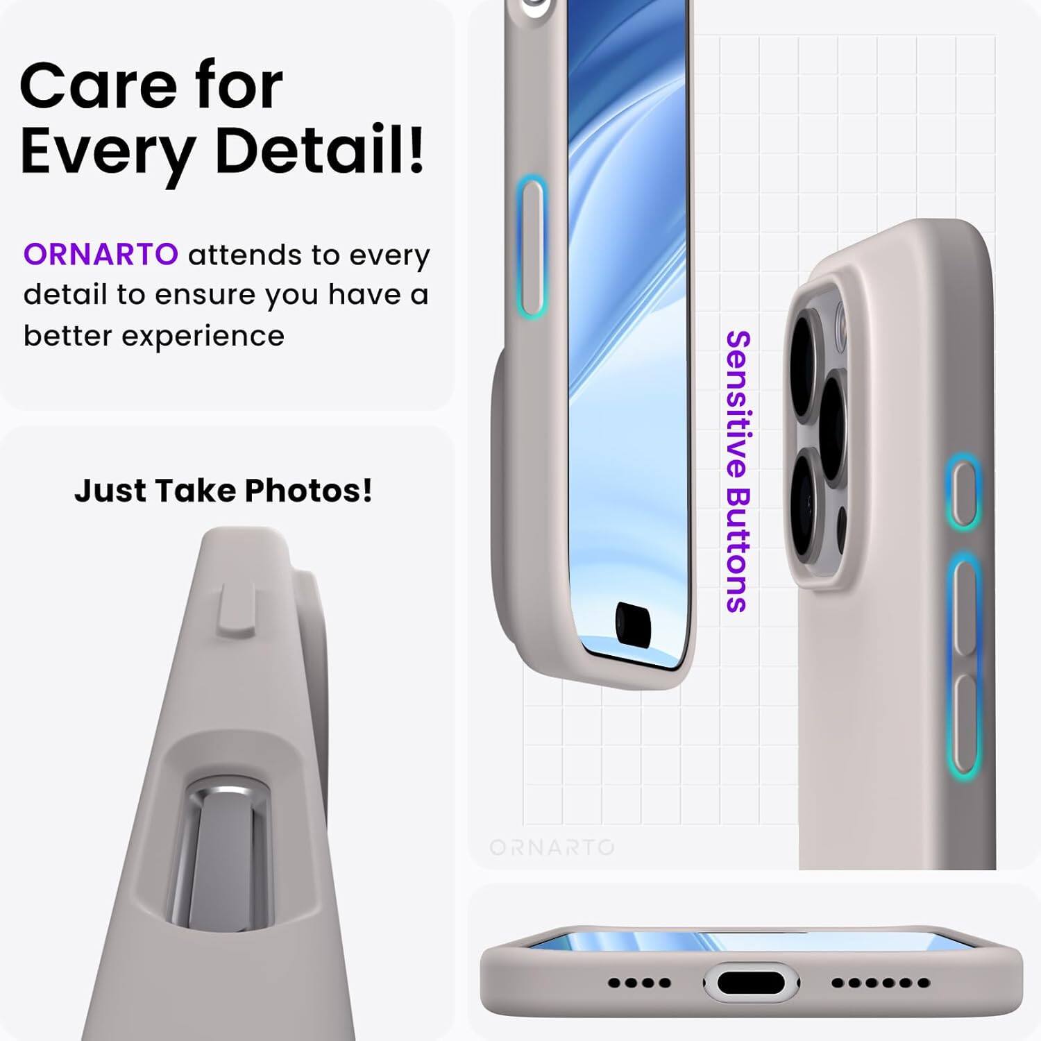 Ornarto Designed for iPhone 16 Pro Max Case 6.9", Liquid Silicone Full Covered Protective Case ...