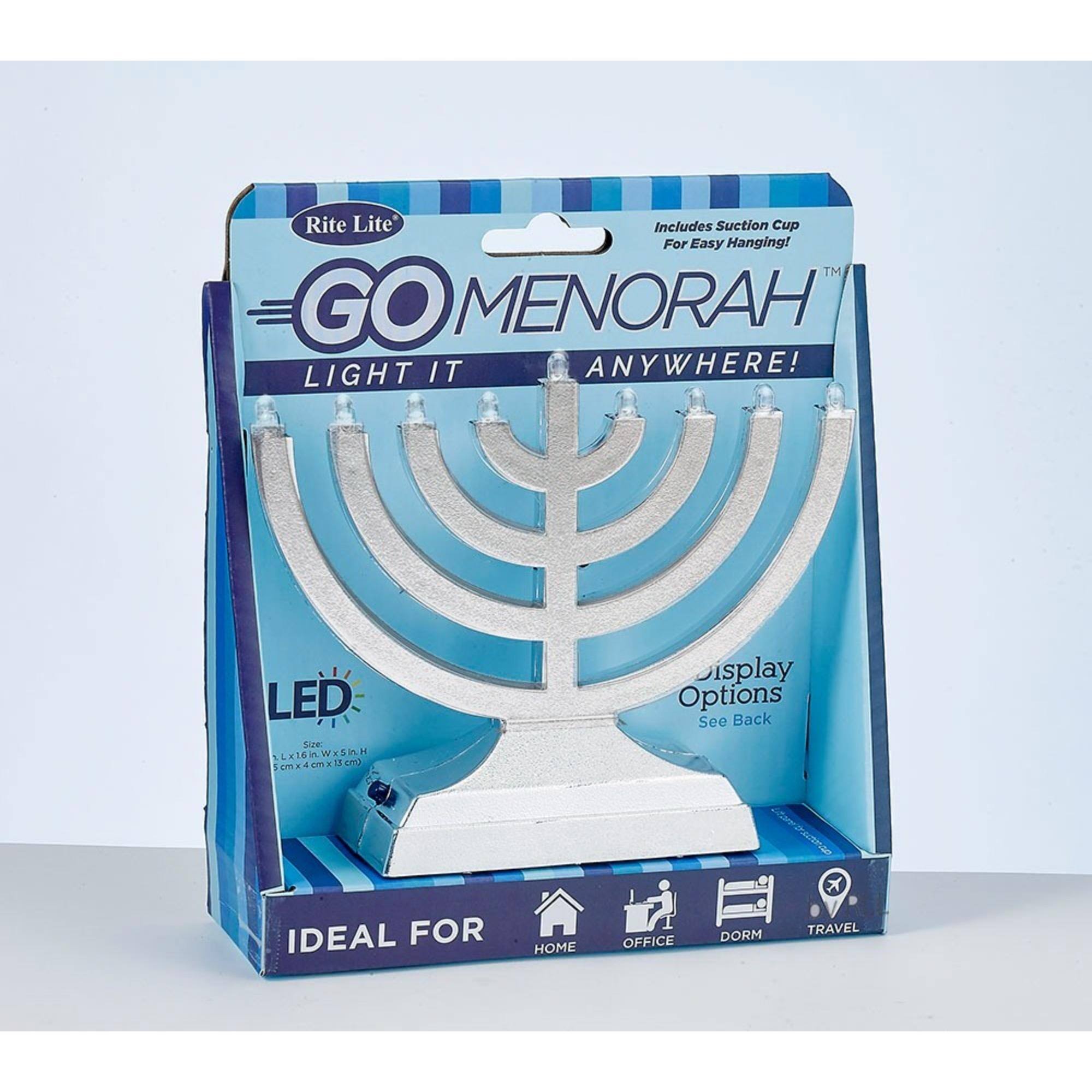 Rite Lite 6" Battery Operated Light it Anywhere Tone Go Menorah Silver ...