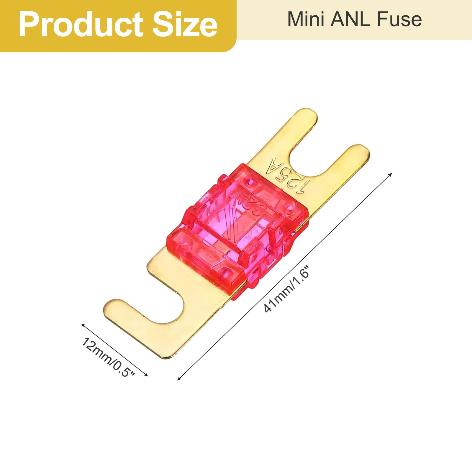 Unique Bargains 5pcs 125A 32V Mini ANL Fuse Blade Type for Automotive ...