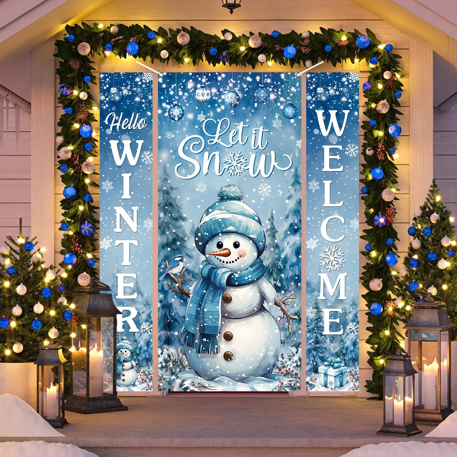 Paradigms Interiors 3 Christmas Door Cover Let It Snow Winter Welcome ...
