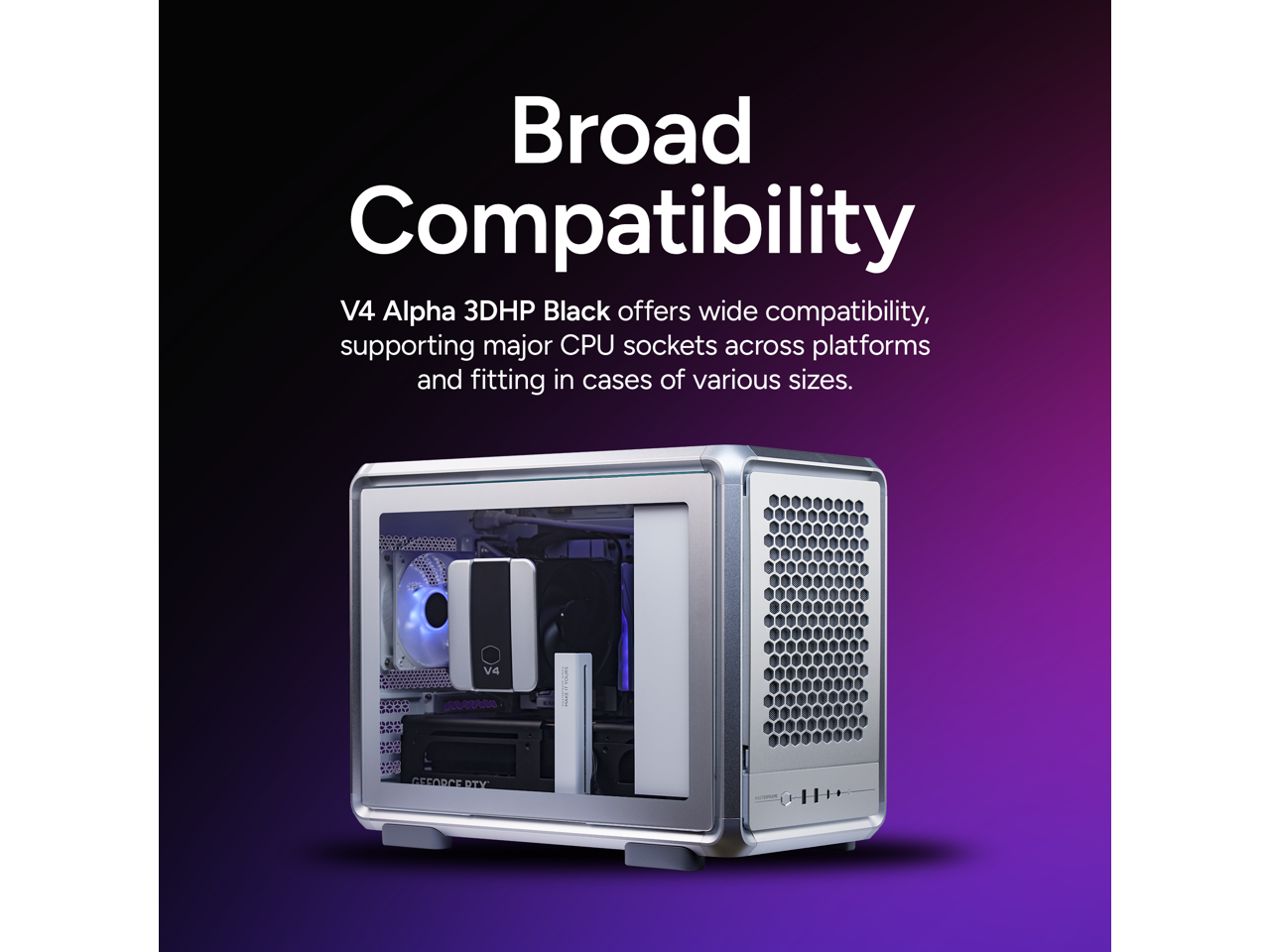 Cooler Master V4 Alpha 3DHP CPU Cooler, Dual Fans, Quiet, AMD/Intel ...