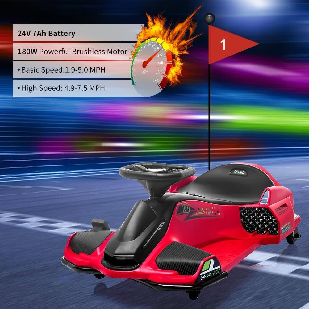 Acekool 24V Kids Ride On Drifting Car, Electric Drift Go Kart with 180W ...