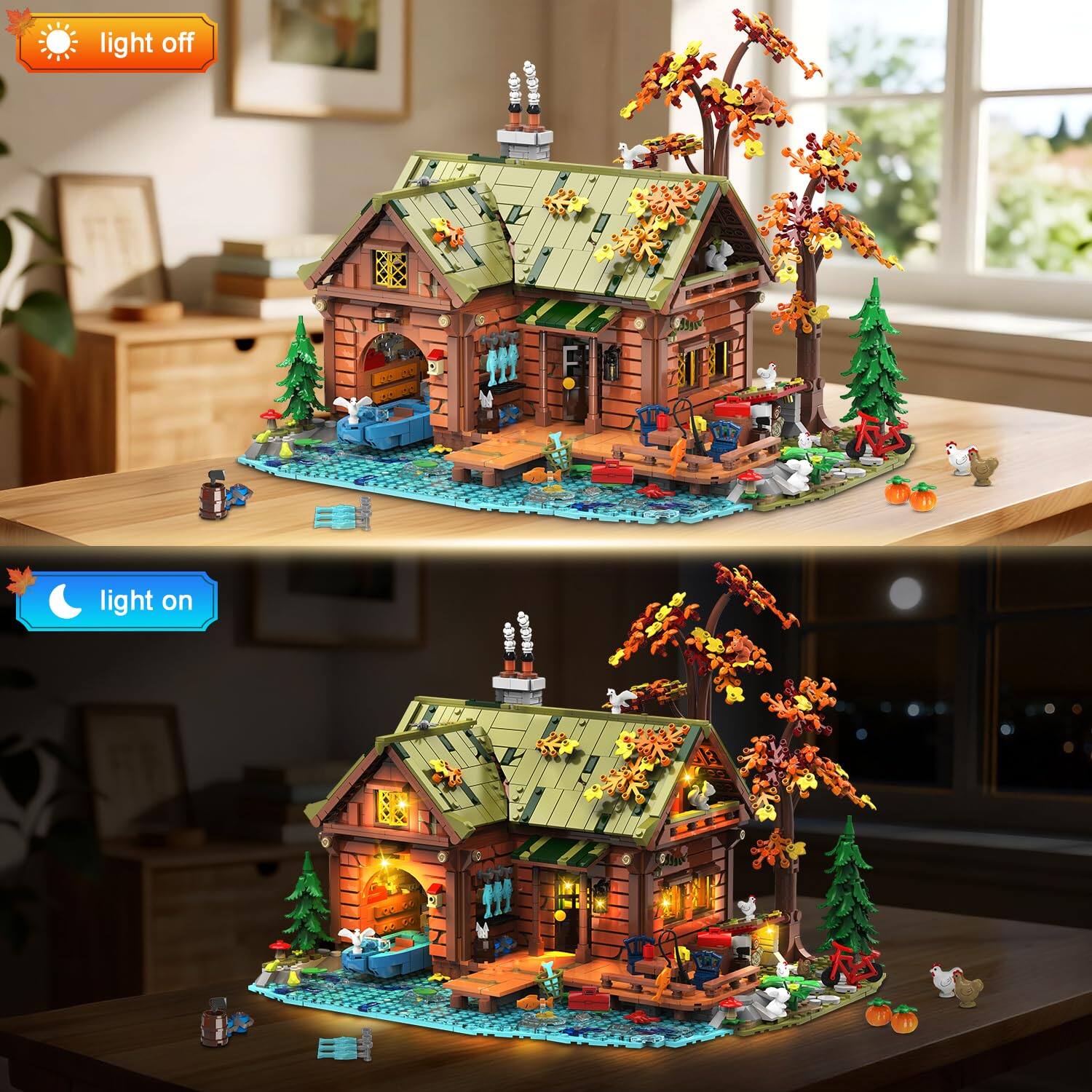 Leash Valley Overwater Cabin Mini Building Set With Light 2423 Wooden ...